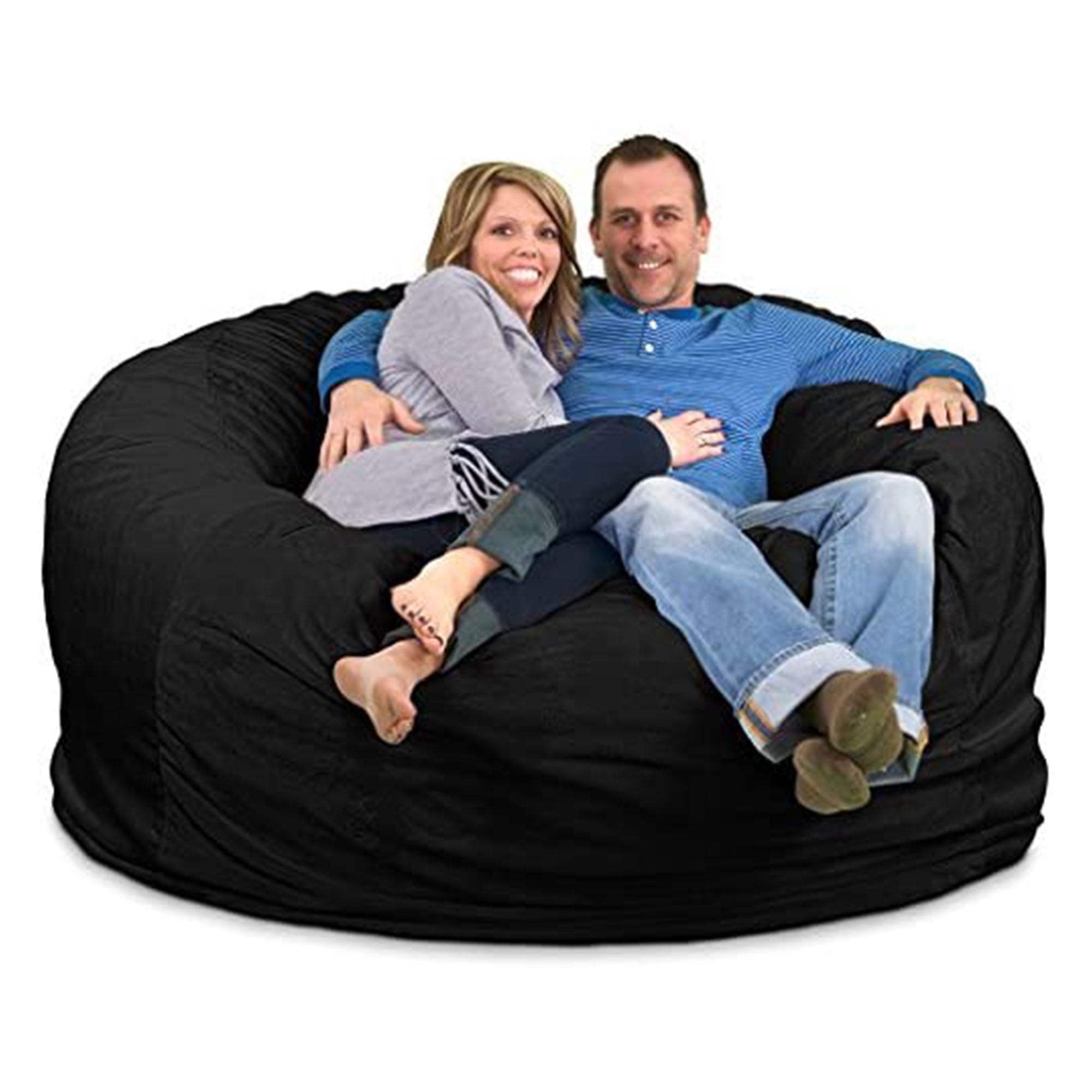Ultimate Sack Large Adult Bean Bag Chair, 6000 Size, Black Suede ...