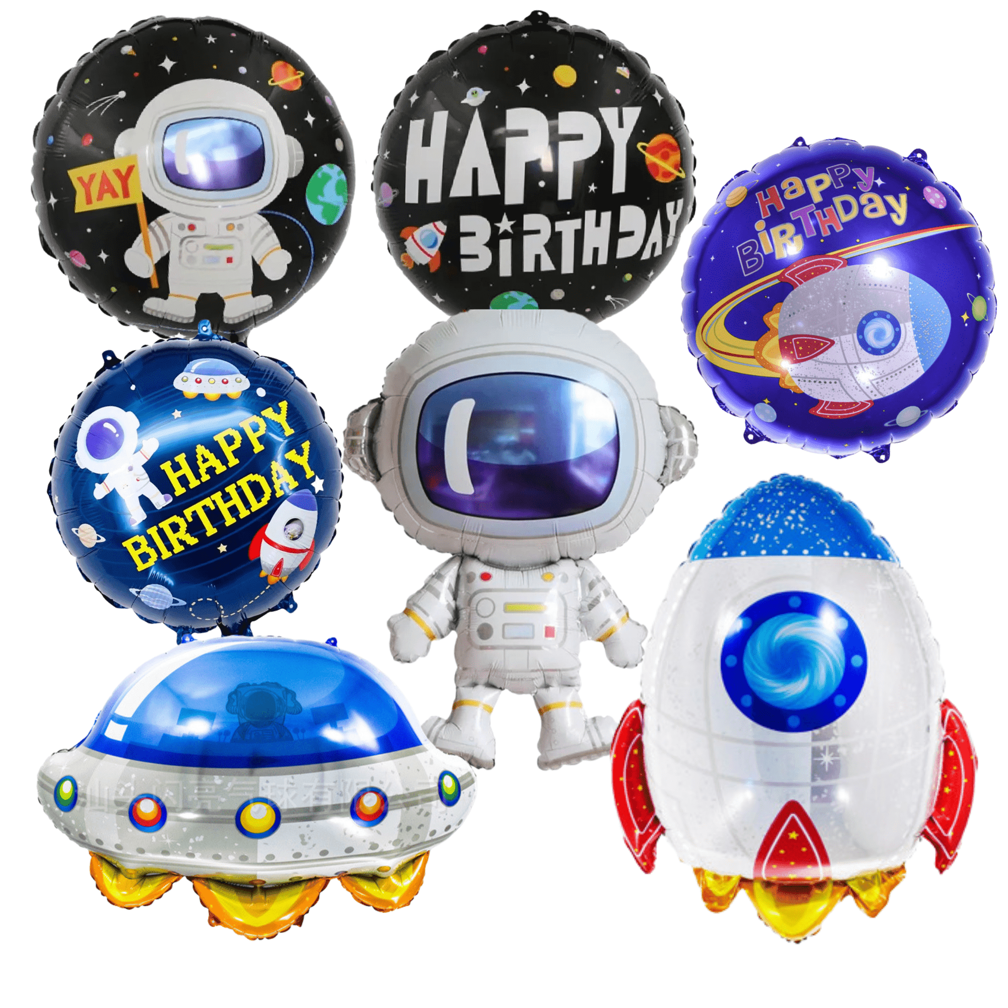 Ultimate Space-Themed Happy Birthday Balloon Set with Astronaut, Rocket ...