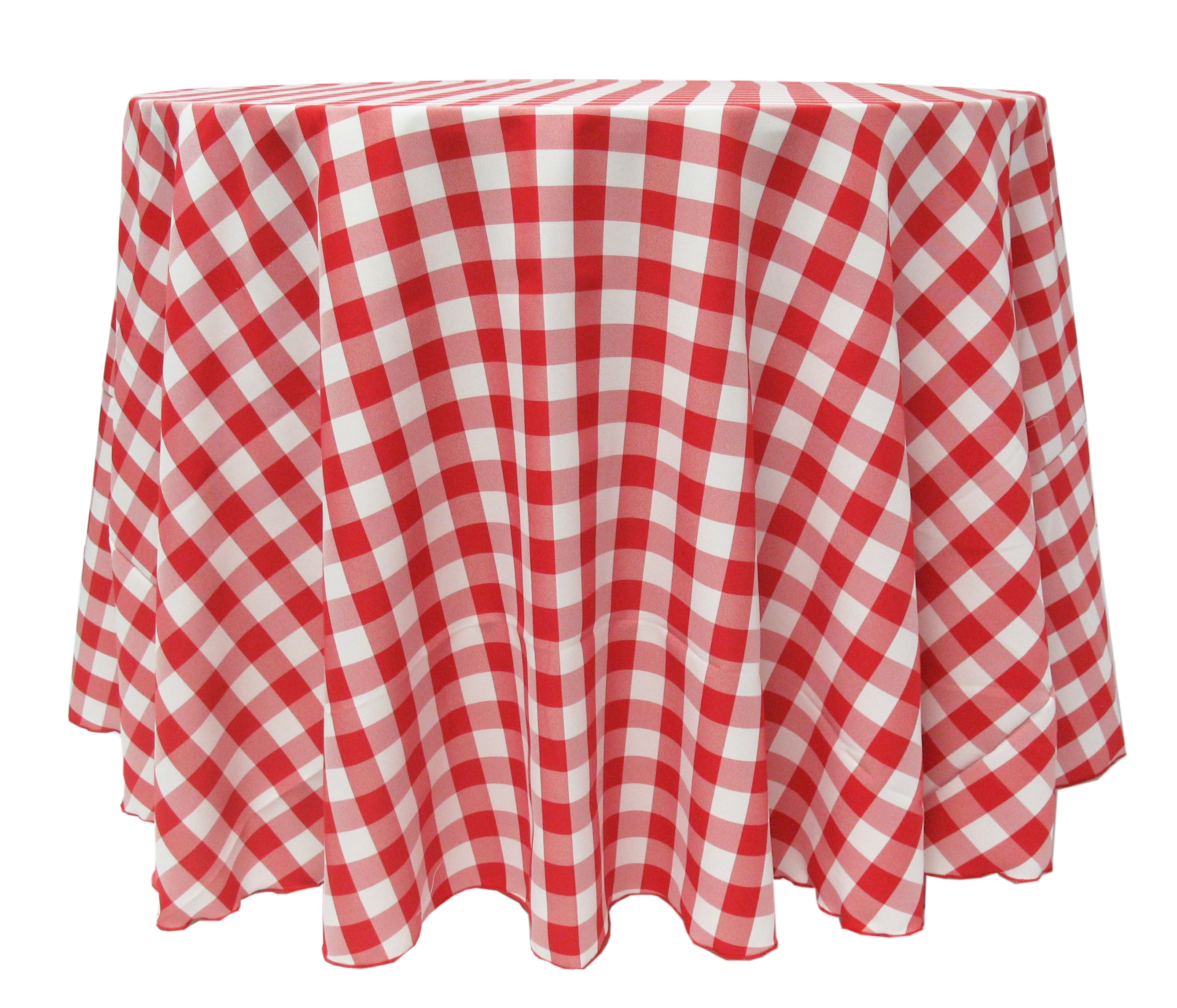 Ultimate Textile 96-Inch Round Polyester Checkered Tablecloth Red and ...