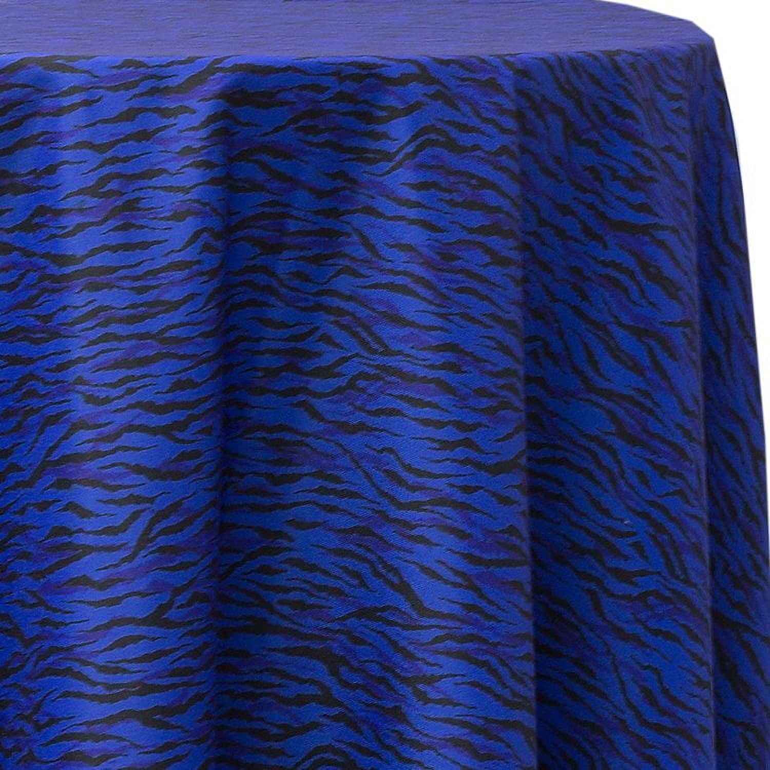 Ultimate Textile Tiger Animal Print Blue 72-Inch Round Tablecloth ...