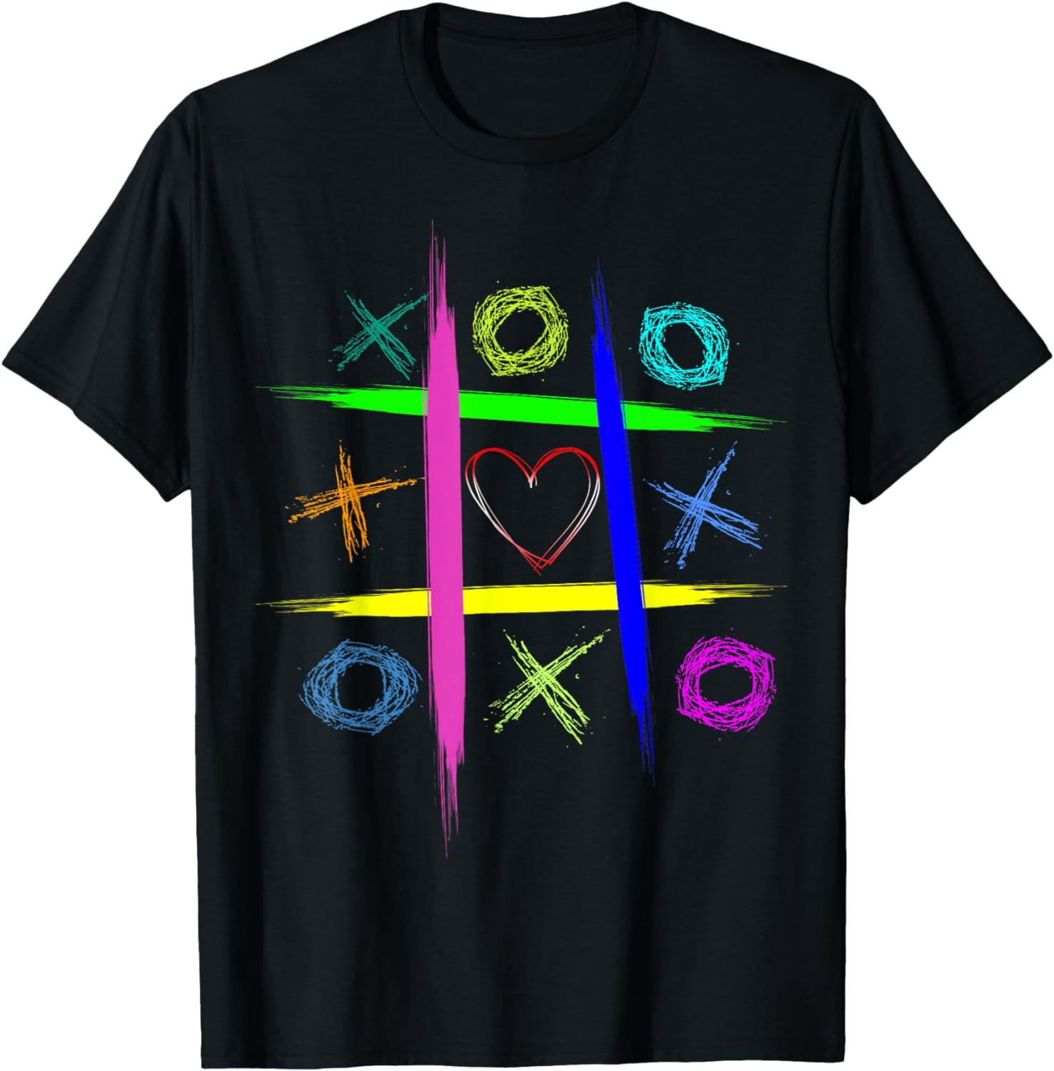 Ultimate Tic tac toe board game colorful & heart hugs kisses T-Shirt ...