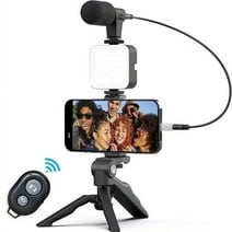 Bower Ultimate Vlogger Kit with 50 LED Light, HD Microphone, Bracket ...