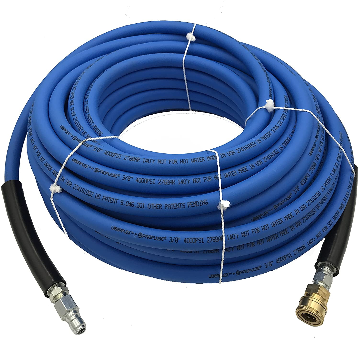 UBERFLEX 4,000 PSI 3/8" x 100' Blue Light Weight & Flexible Hose w/ QC ...