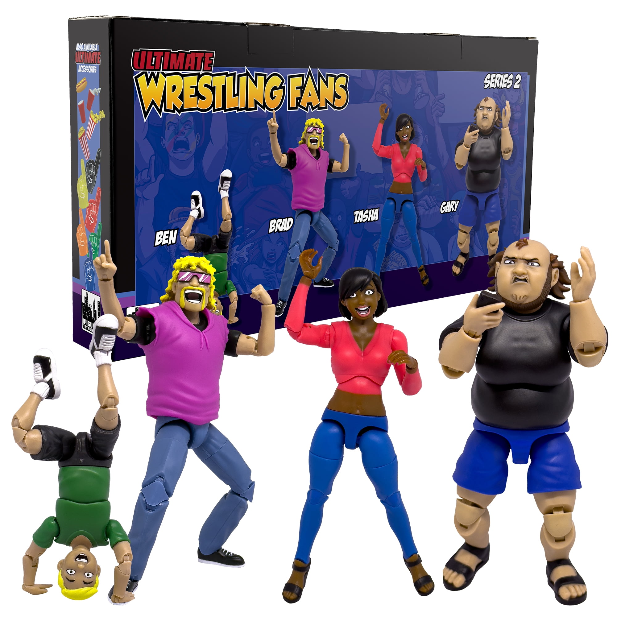 Ultimate Wrestling Crowd Fan Figures Four-Pack for WWE & AEW Wrestling ...