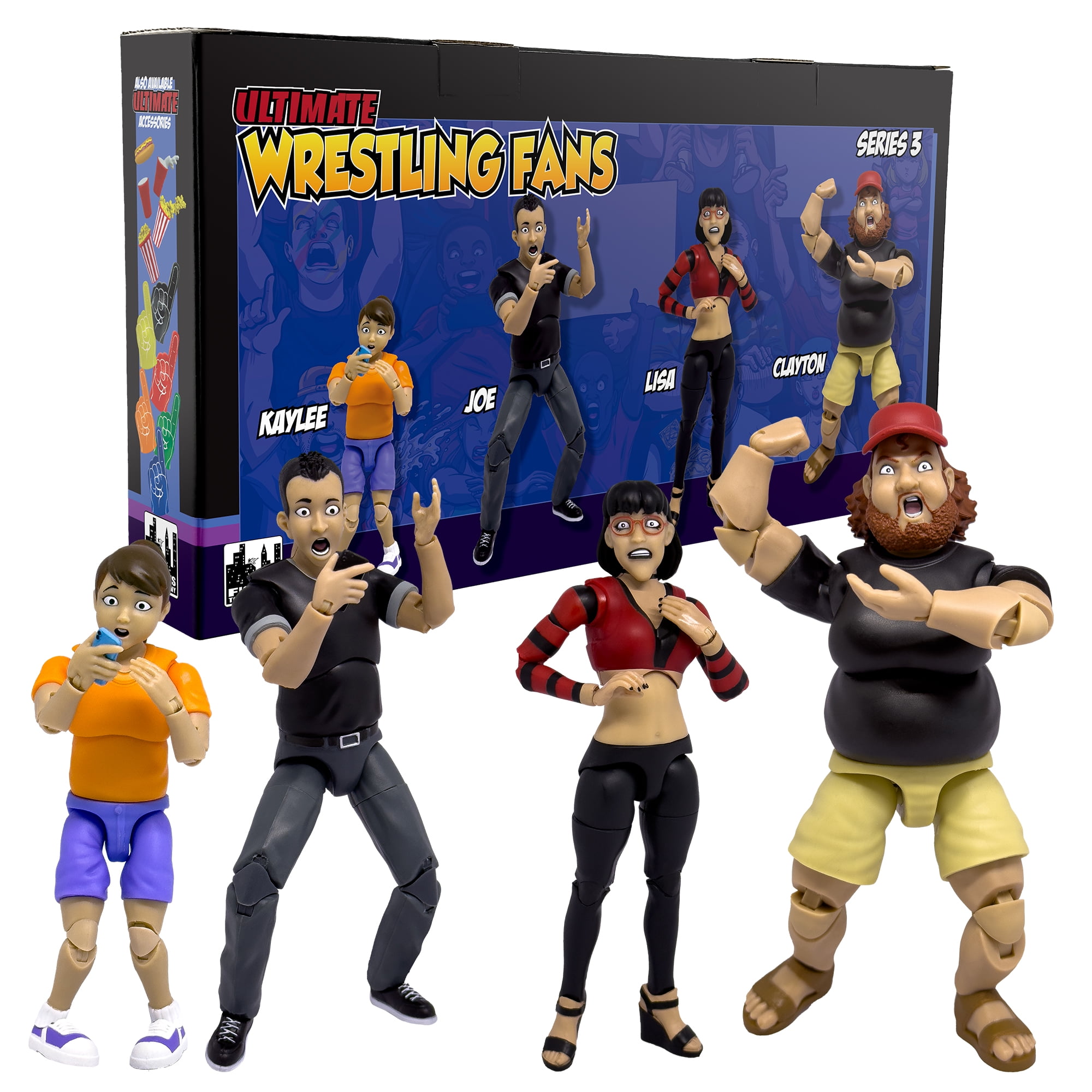 Ultimate Wrestling Crowd Fan Figures Four-Pack for WWE & AEW Wrestling ...