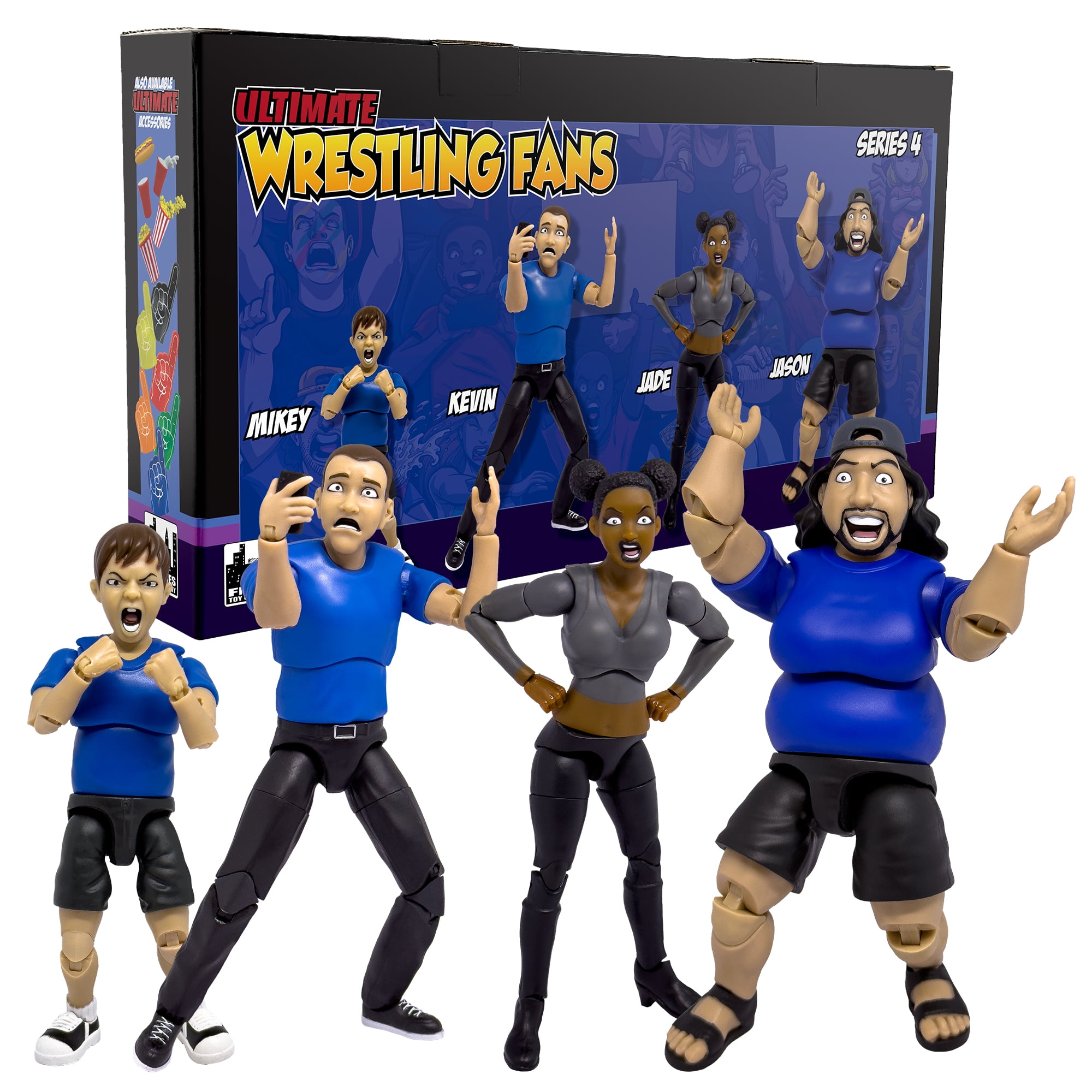 Ultimate Wrestling Crowd Fan Figures Four-Pack for WWE & AEW Wrestling ...