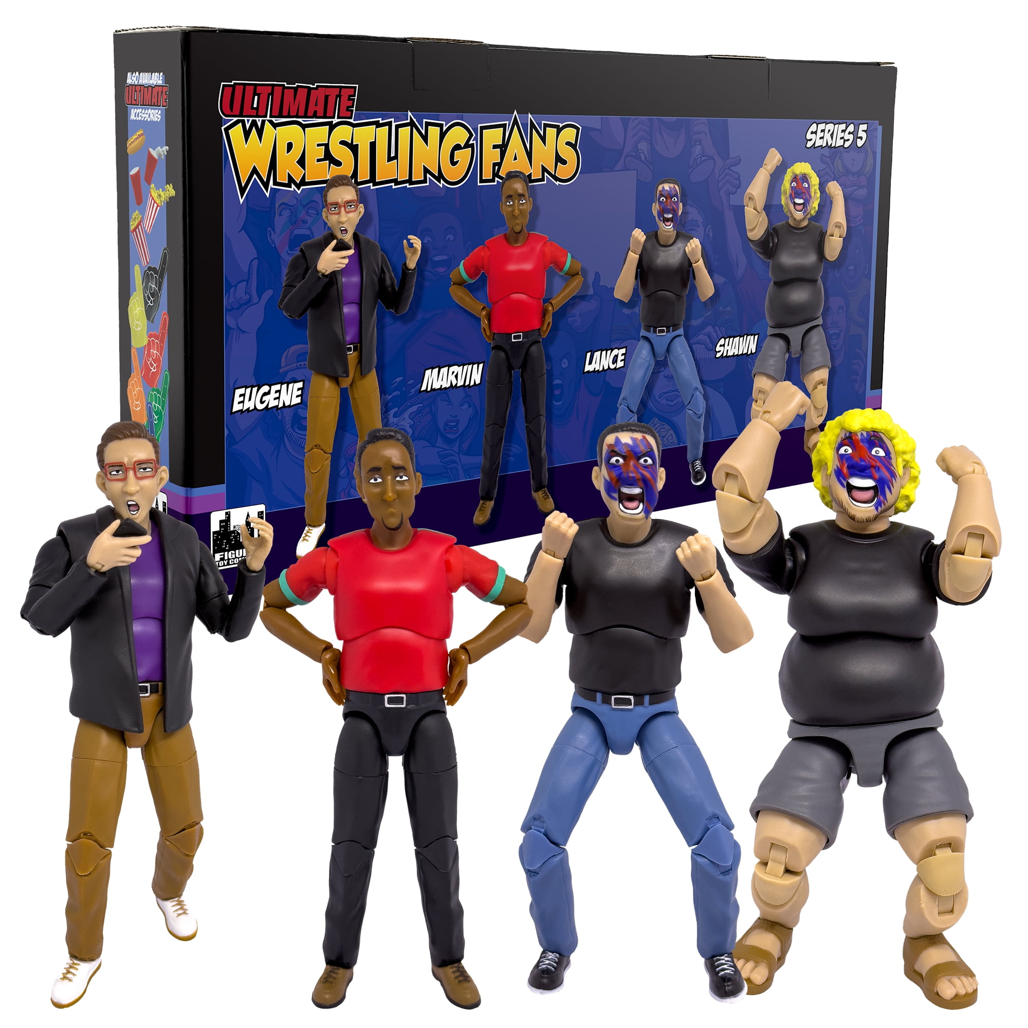 Ultimate Wrestling Crowd Fan Figures Four-Pack for WWE & AEW Wrestling ...