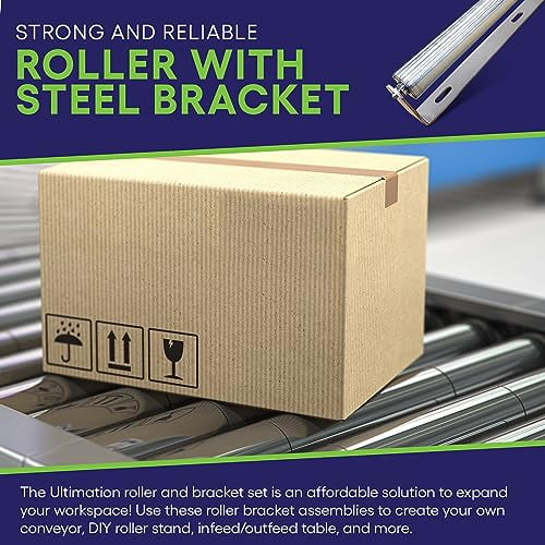 Ultimation Heavy Duty 15″ Galvanized Steel Roller Set- 1.9″ Diameter Conveyor Roller and Bracket ...