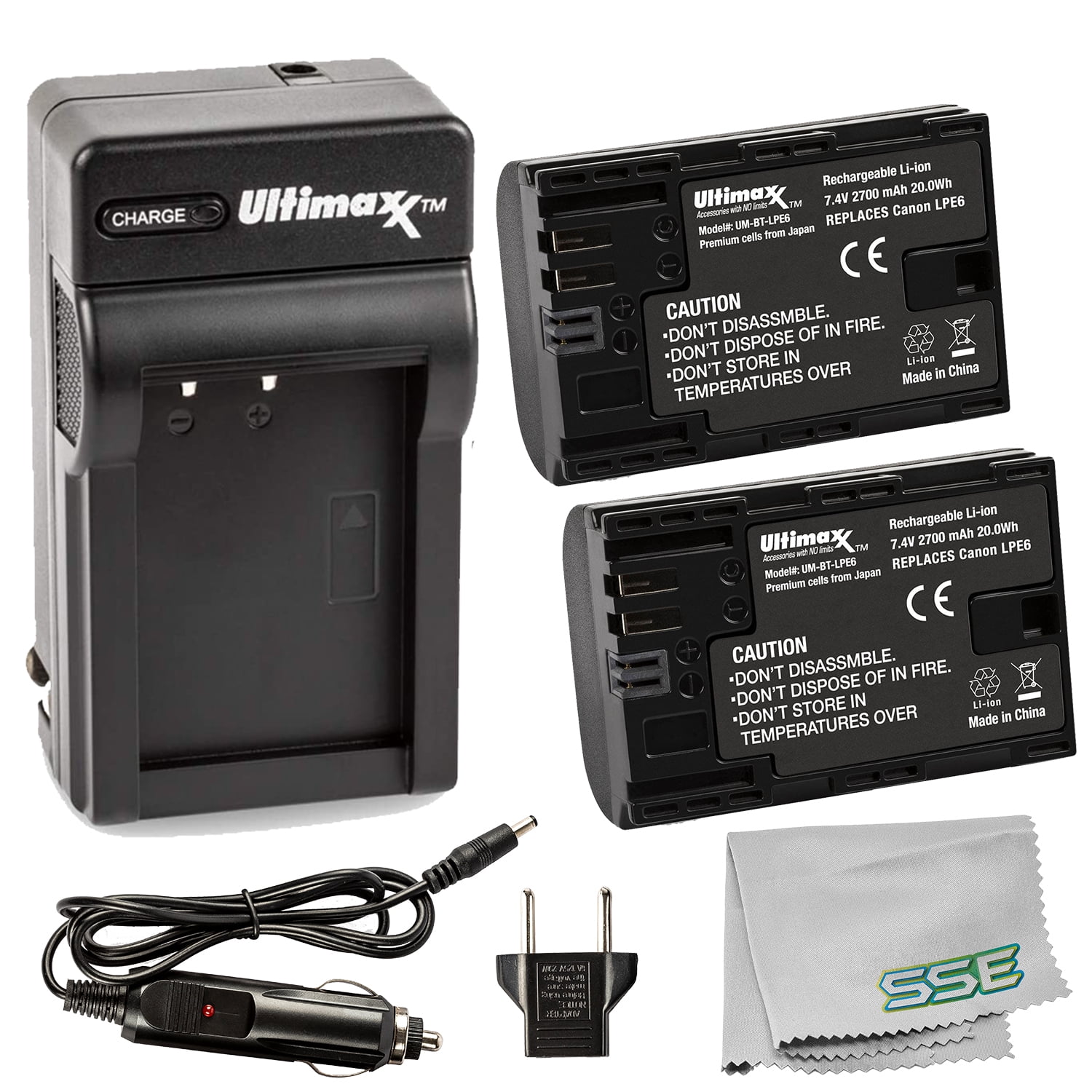 Ultimaxx 2x Replacement LP E6 Batteries (2700 mAh) with Rapid Travel ...