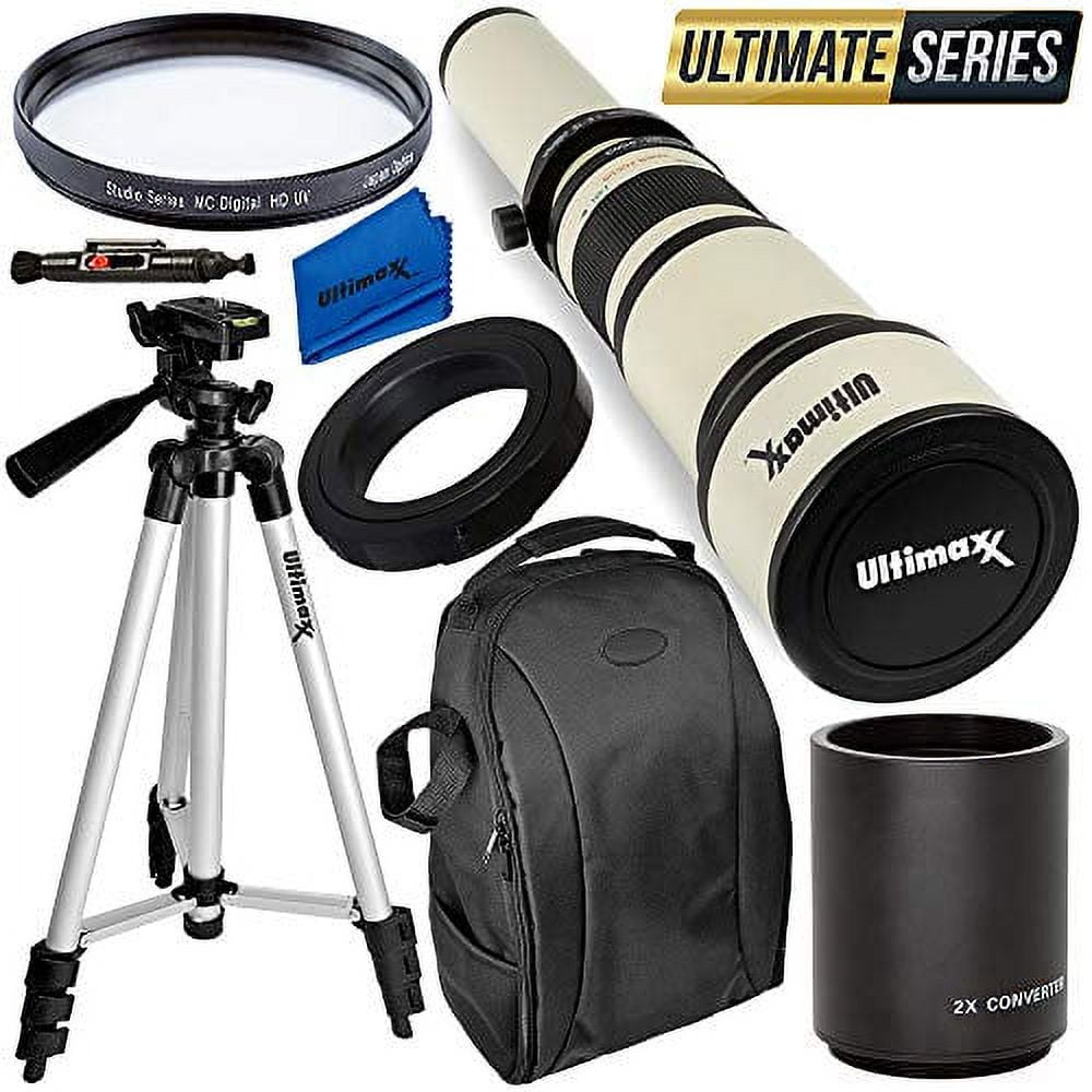 Ultimaxx 650-1300mm (w/ 2x-- 1300-2600mm) Telephoto Zoom Lens Kit for ...