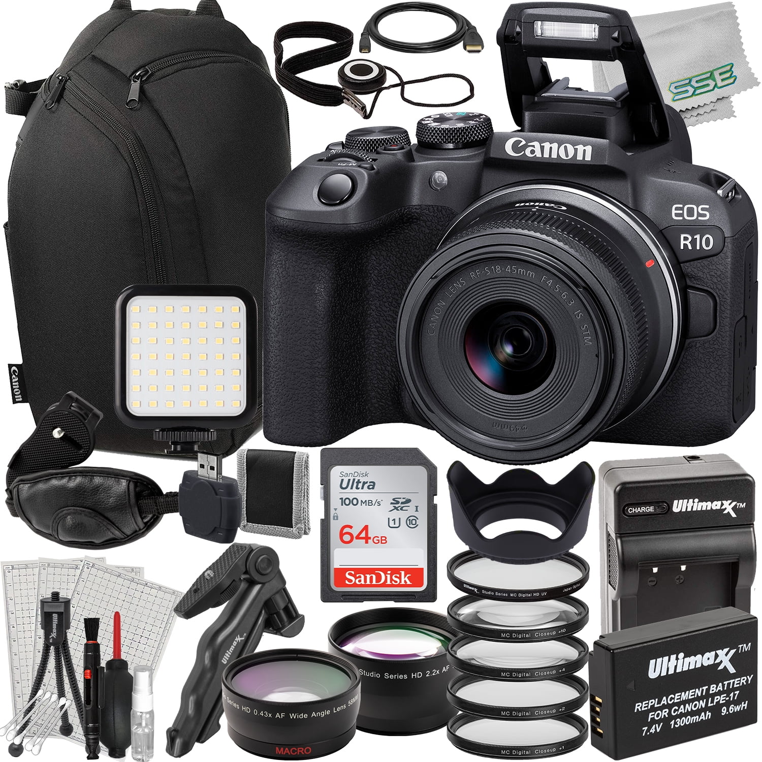 Ultimaxx Advanced Bundle + Canon EOS R10 Mirrorless Camera with 18-45mm ...