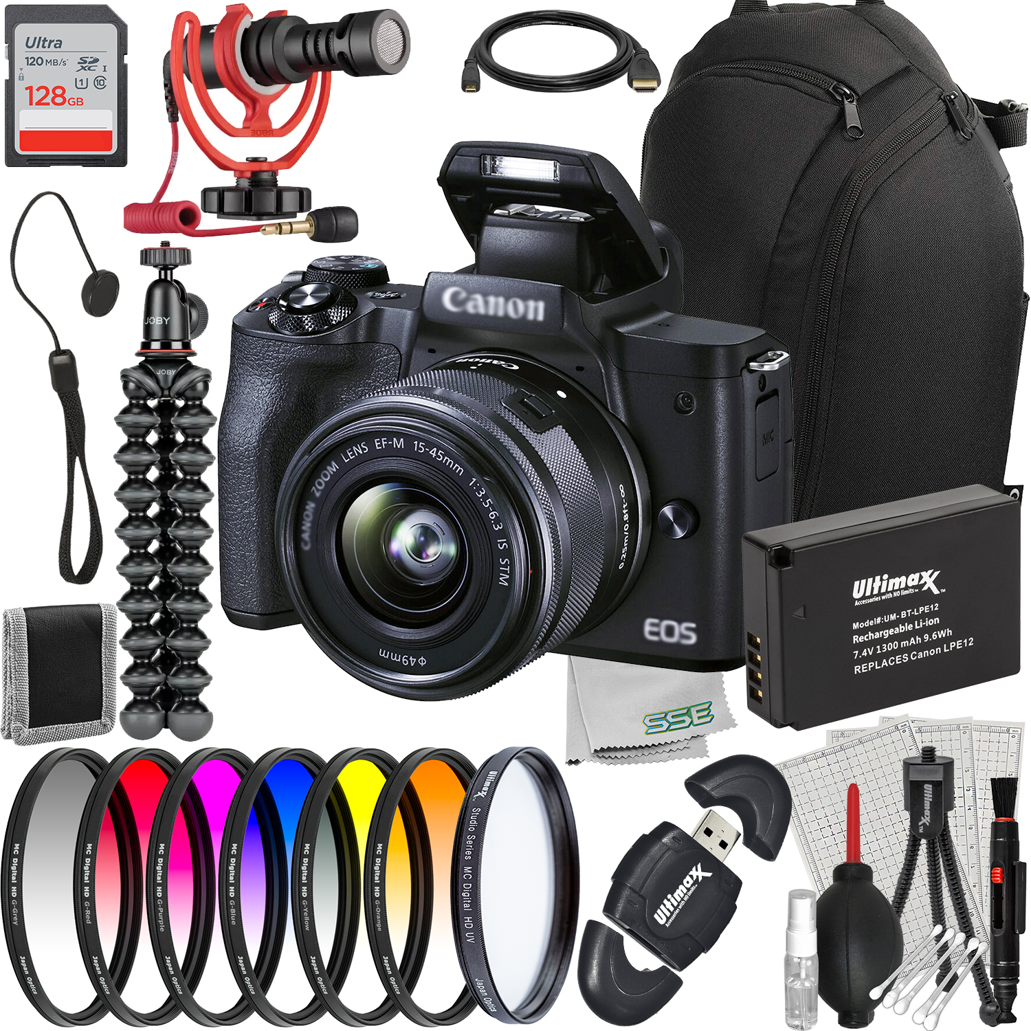 Ultimaxx Canon EOS M50 Mark II Mirrorless Camera Kit with 15-45mm Lens ...