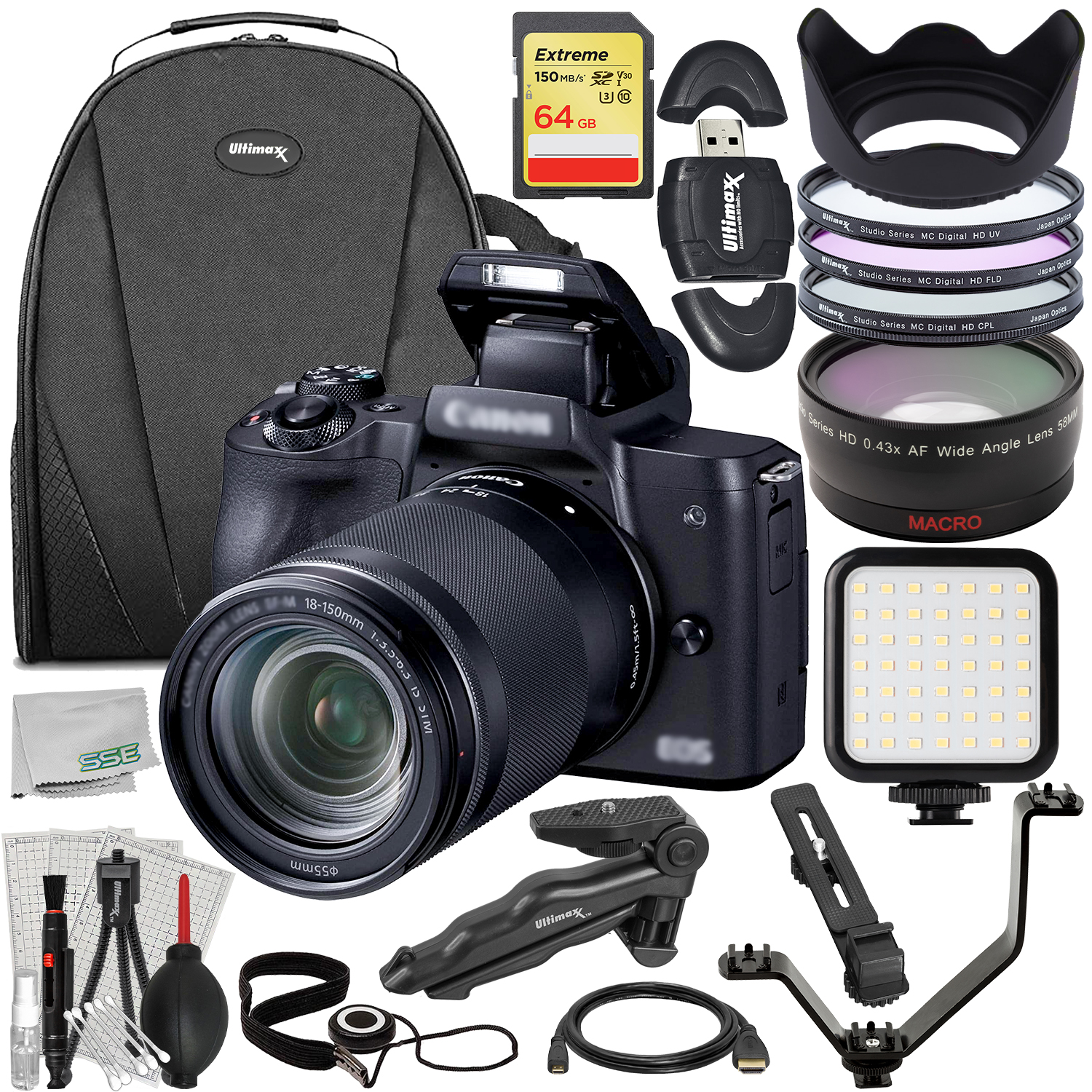 Ultimaxx Advanced Canon EOS M50 Mark II with EF-M 18-150mm Lens Bundle ...