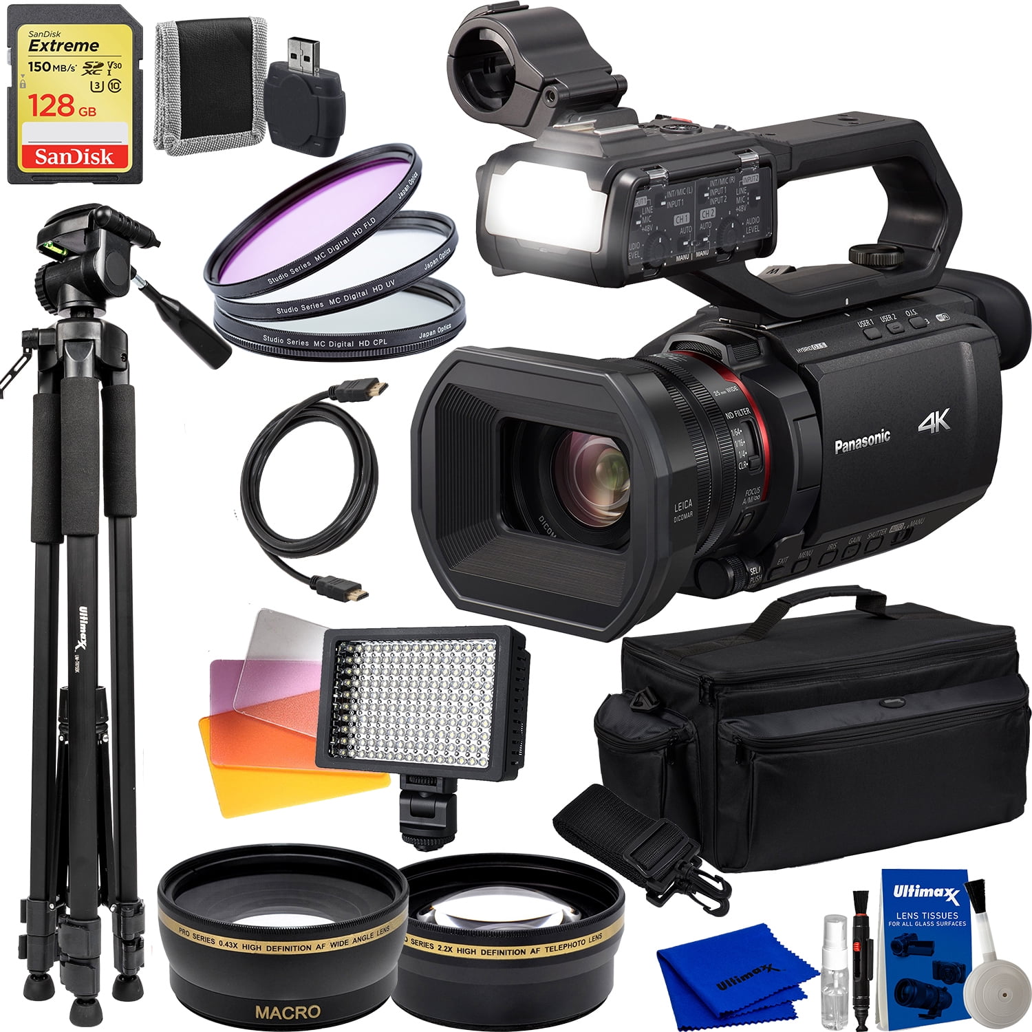 Ultimaxx Deluxe Panasonic AG-CX10 4K Camcorder Bundle - Includes: 128GB ...