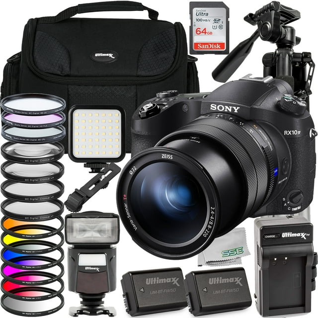 Ultimaxx Sony DSC-RX10 IV Camera Bundle with 64GB Card, 2 Batteries ...