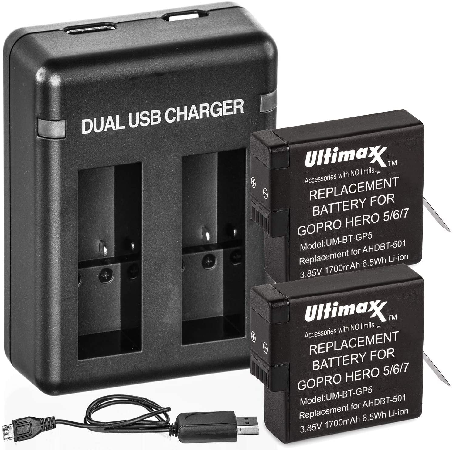 Ultimaxx Dual USB Battery Charger for GoPro Hero 5, 6, 7, 8 Batteries ...