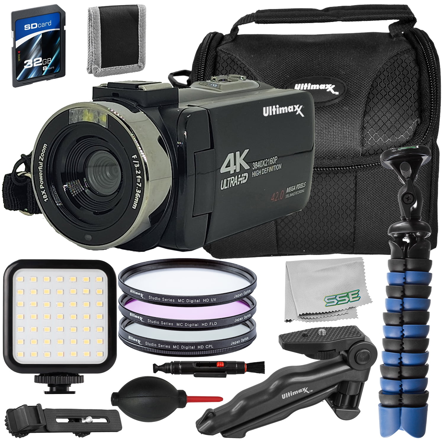 Ultimaxx Essential Amateur 4K Digital Camcorder Bundle - Includes: 3PC ...