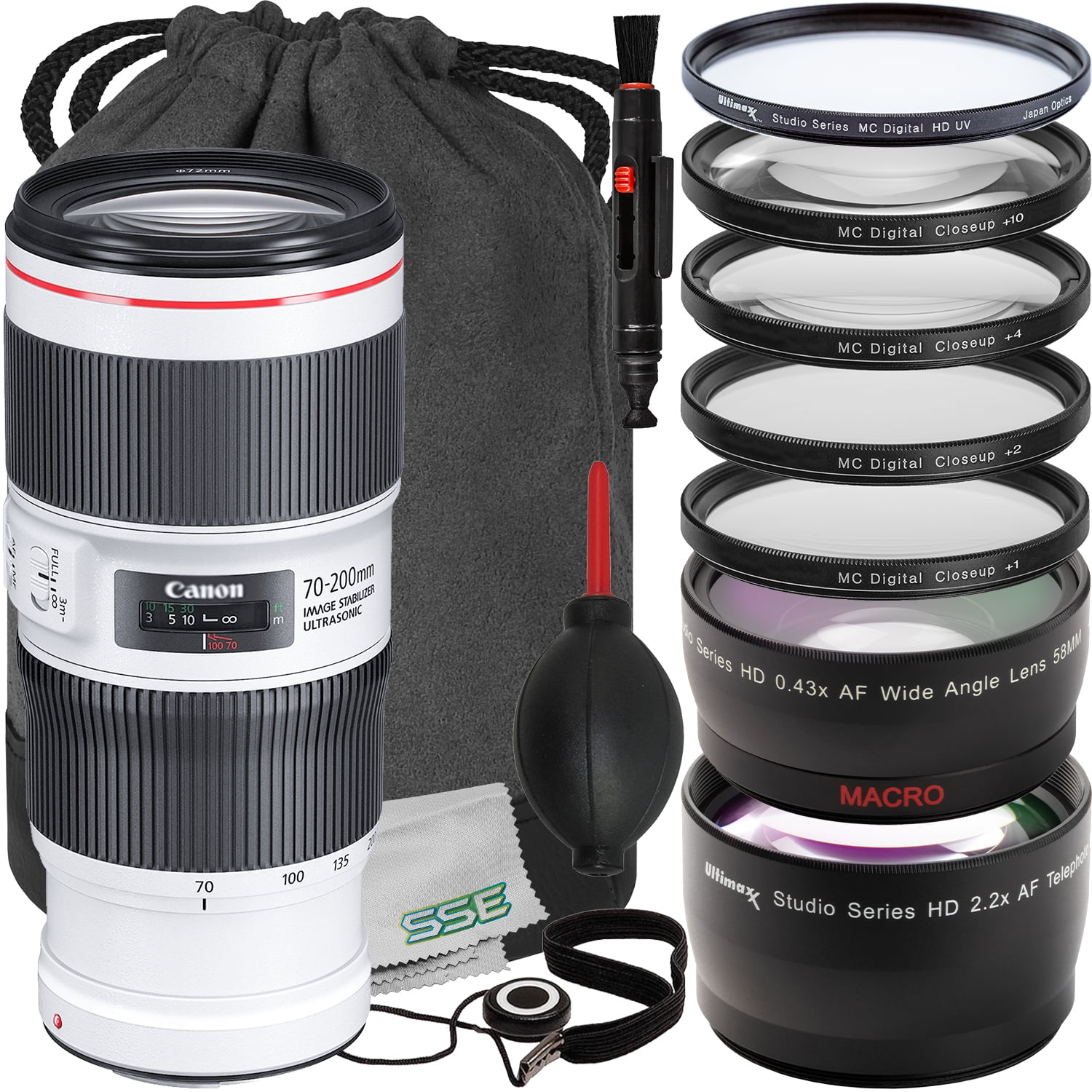 Ultimaxx Essential Canon EF 70-200mm f/4L IS II USM Lens Bundle - Includes: 0.43x Wide-Angle ...