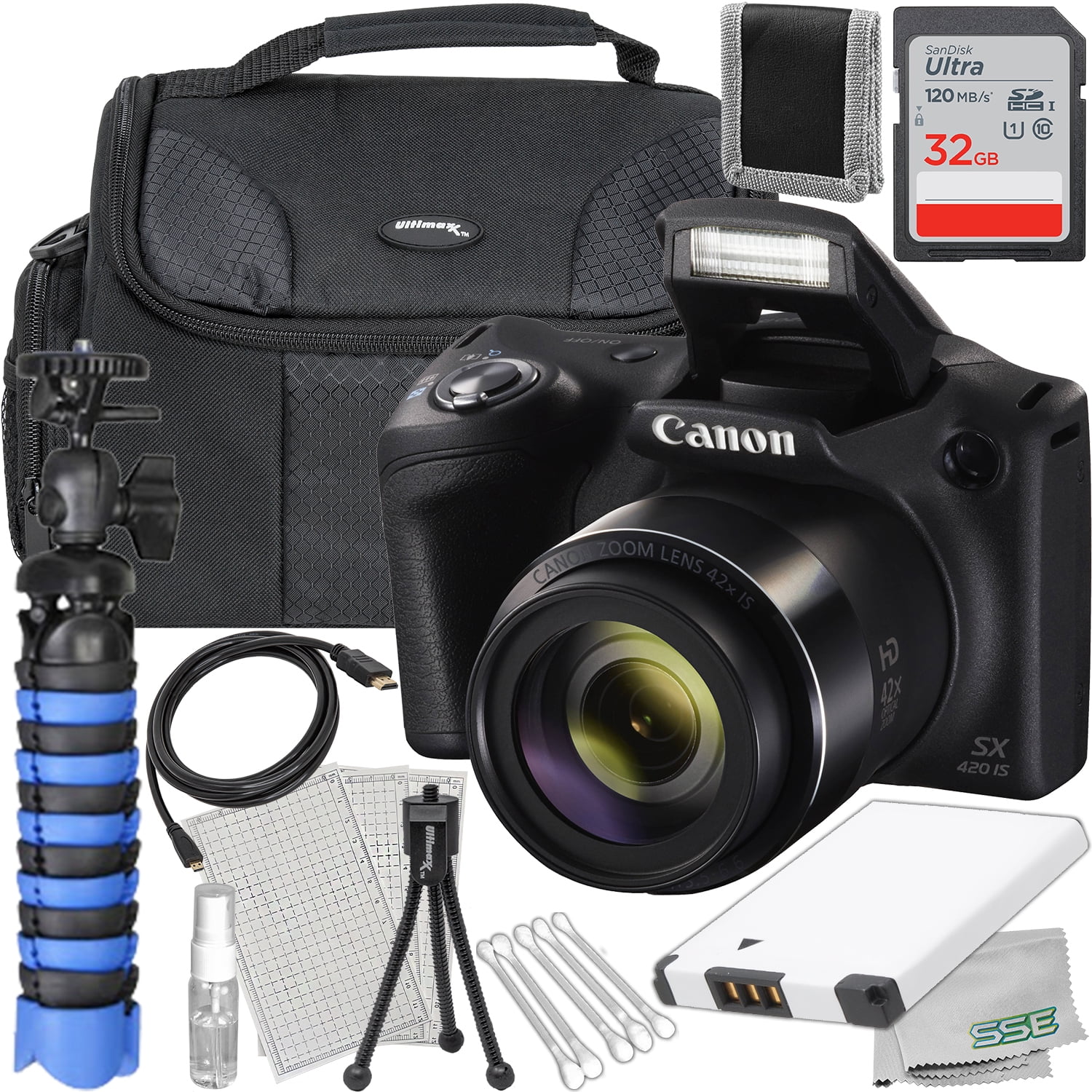 Ultimaxx Essential Canon PowerShot SX420 IS (Black) Accessory Bundle ...