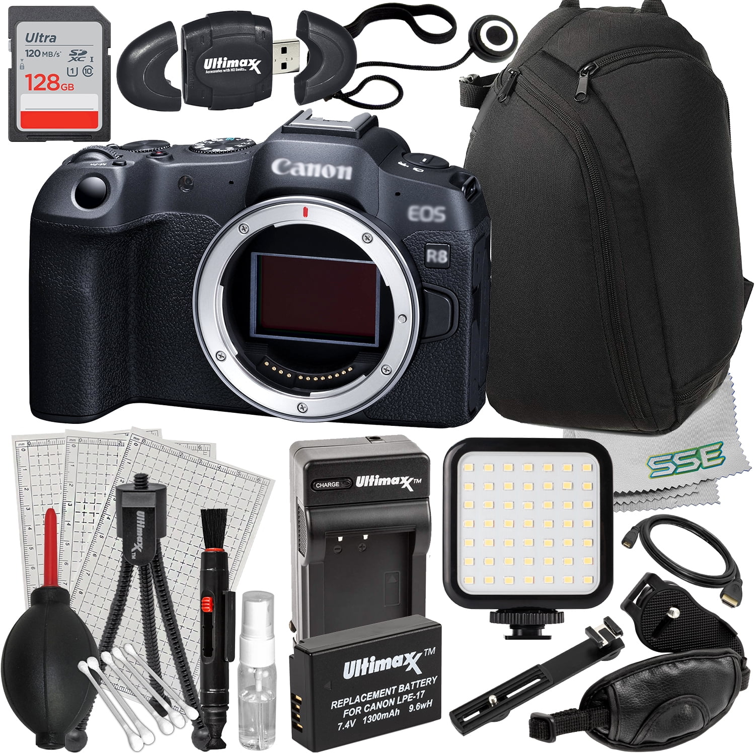 Ultimaxx Canon R8 Mirrorless Camera Kit with 128GB Card, Replacement ...