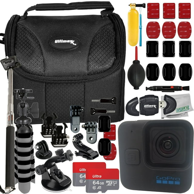 Ultimaxx GoPro HERO11 Black Mini Bundle with 2x 64GB MicroSDXC, Helmet ...