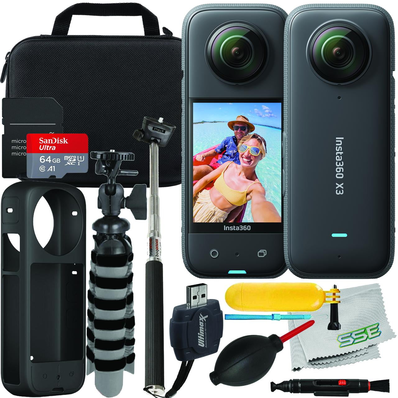 Ultimaxx Essential Insta360 ONE X3 Bundle - Includes: 64GB Ultra ...