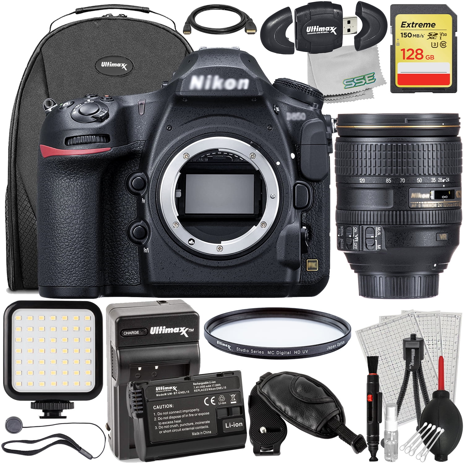 Ultimaxx Essential Nikon D850 DSLR Camera with 24-120mm f/4G ED VR Lens ...