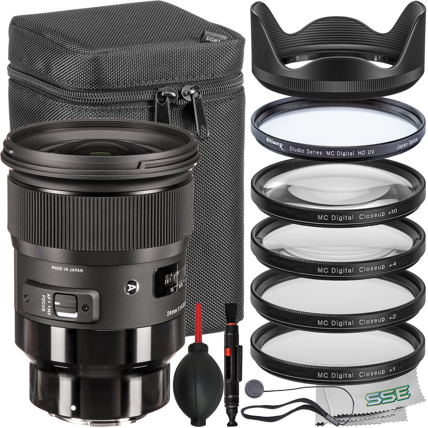 Ultimaxx Essential Sigma 24mm f/1.4 Art Lens Bundle (E-Mount) - Includes: 4PC Macro Close-Up ...
