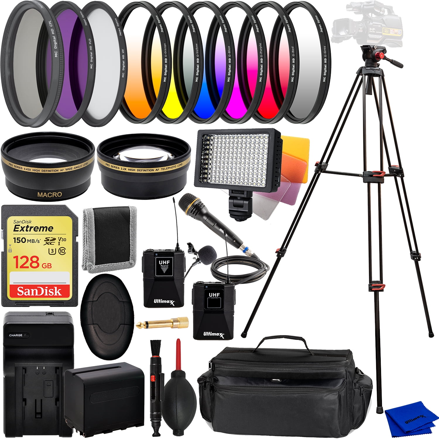 Ultimaxx Professional Accessory Kit - Includes: Wireless Mic Kit, 128GB ...