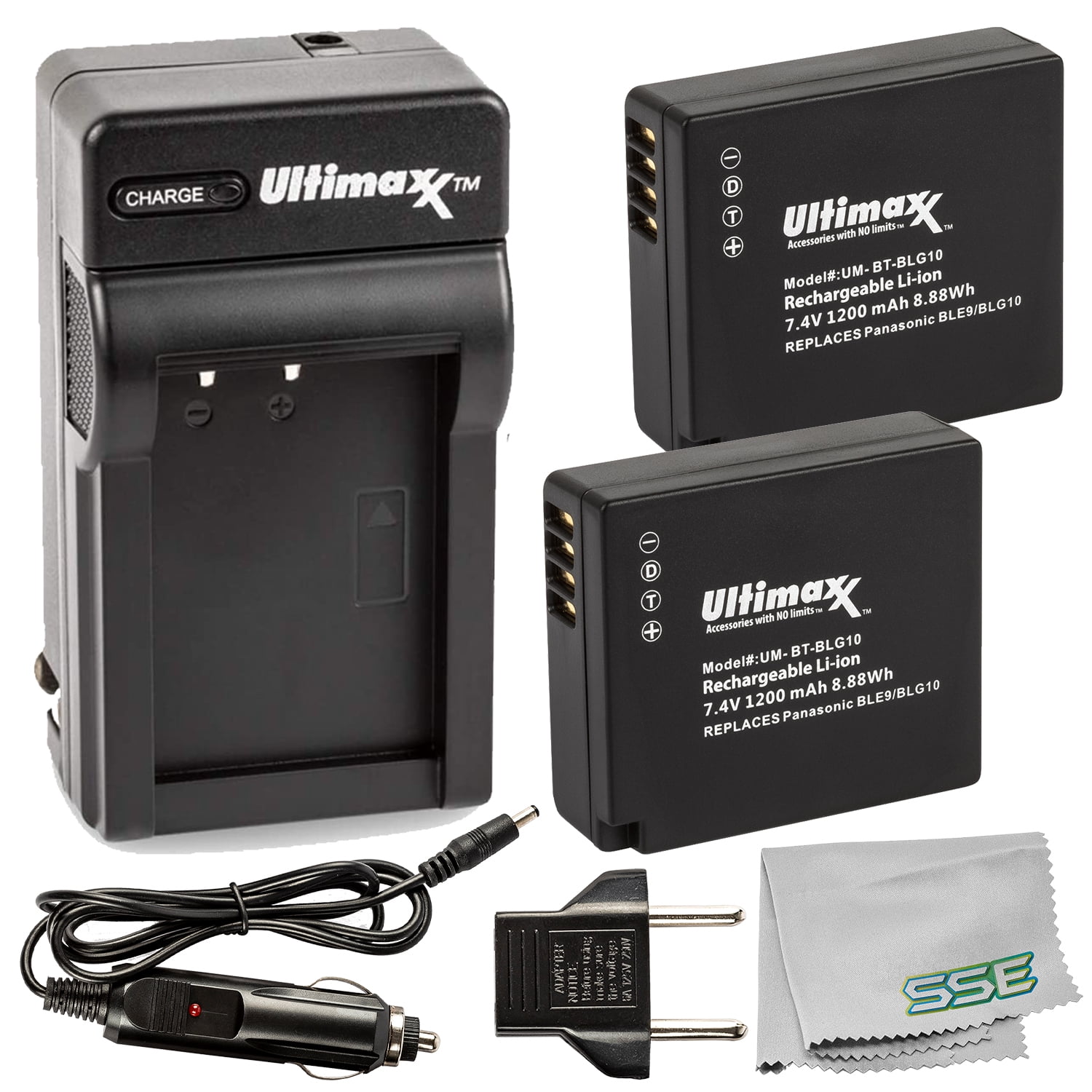 Ultimaxx Rapid Travel Charger & 2x Extended Life Replacement BLG10 ...