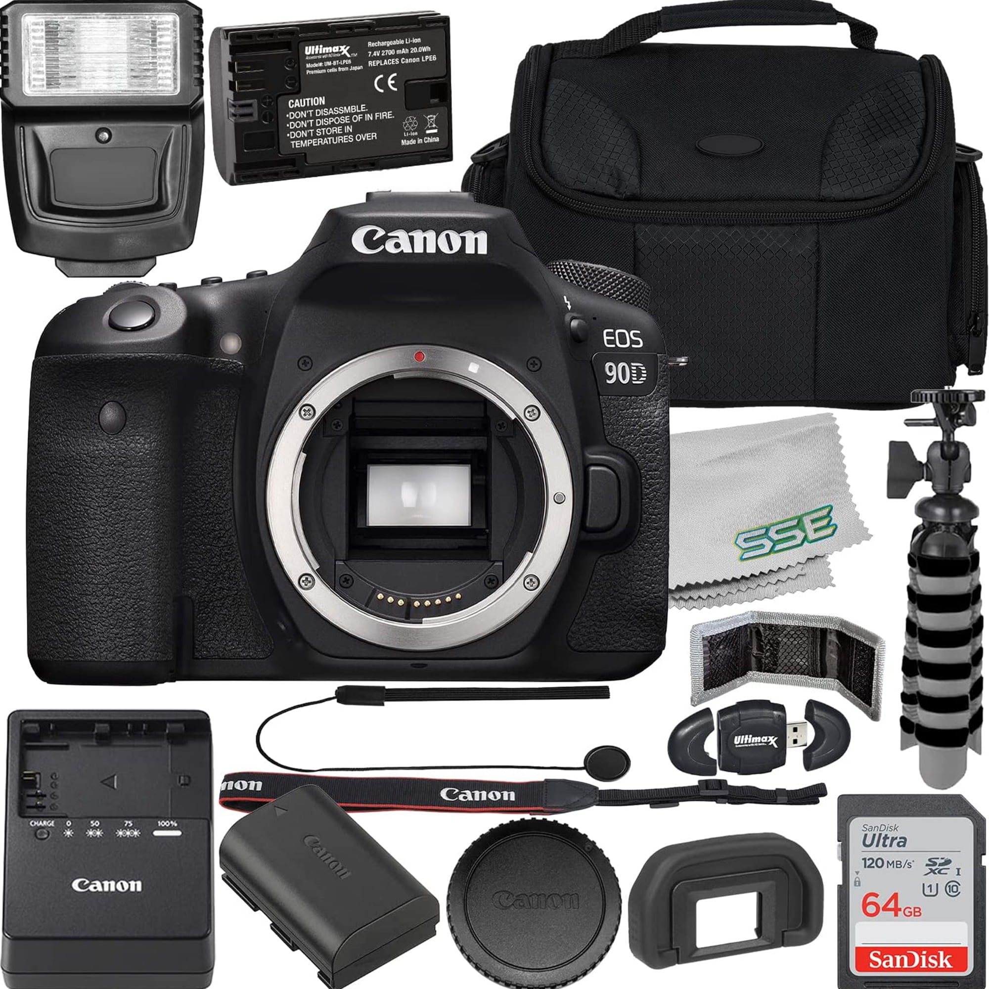 Canon 90D Professional DSLR Camera Ultimaxx Bundle with Memory Card ...