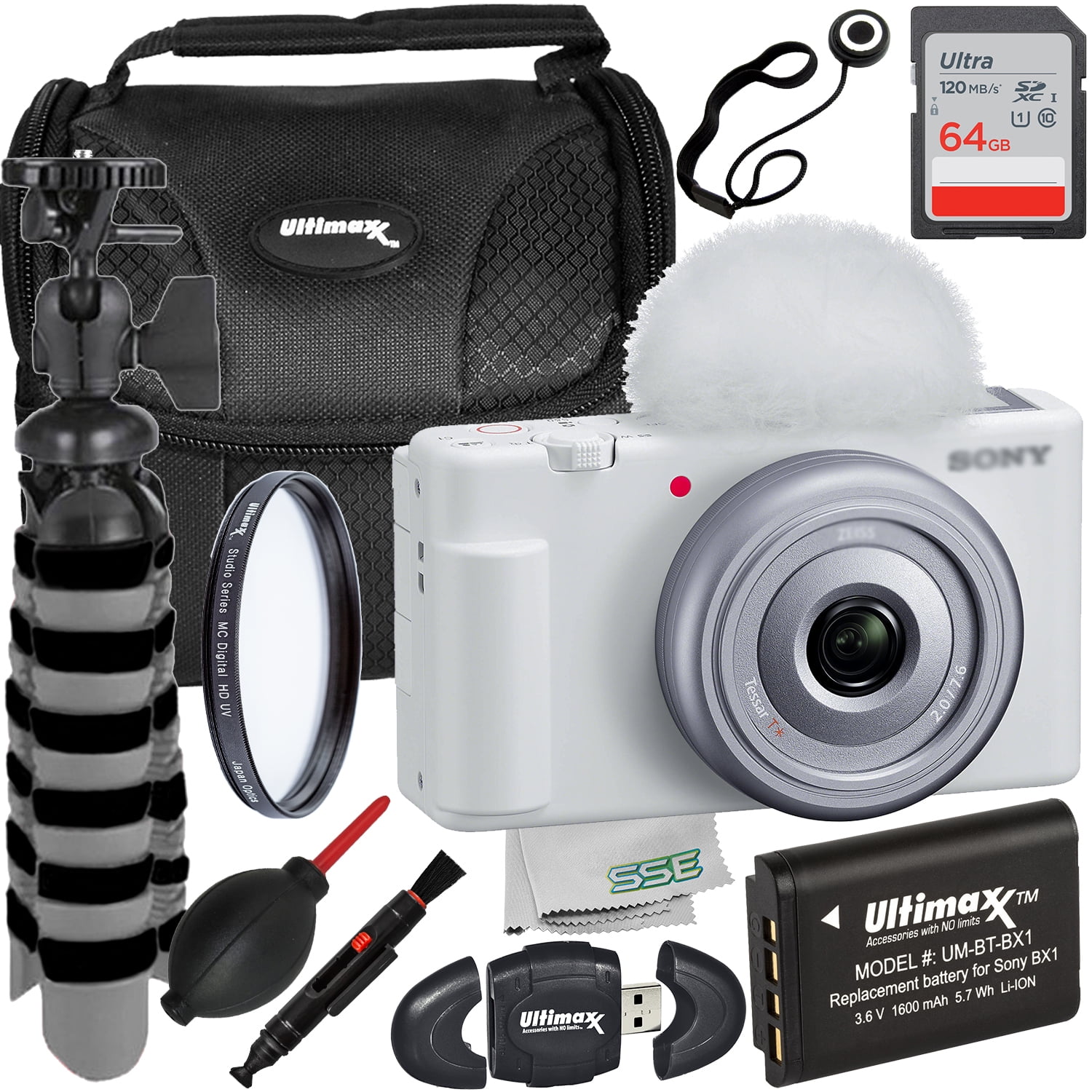 Ultimaxx Sony ZV-1F Digital Video Camera Lens Bundle - 64GB Memory Card ...