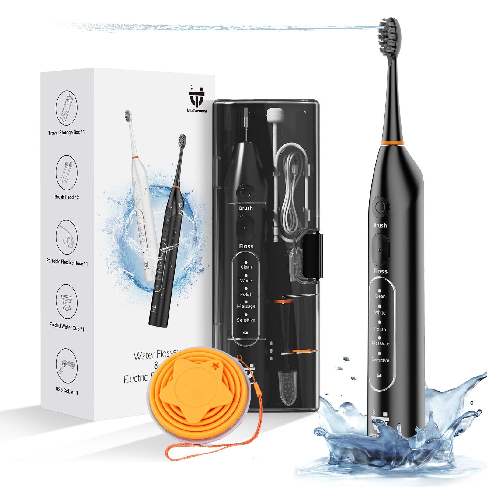 UltrTxenova Electric Toothbrush with AIF9 Water Flosser 2-in-1 Water ...