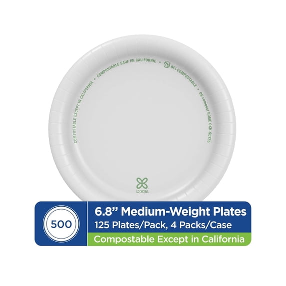 Ultra 6.8 Inch Medium-Weight Paper Plate by GP PRO, White, 500 Count ...