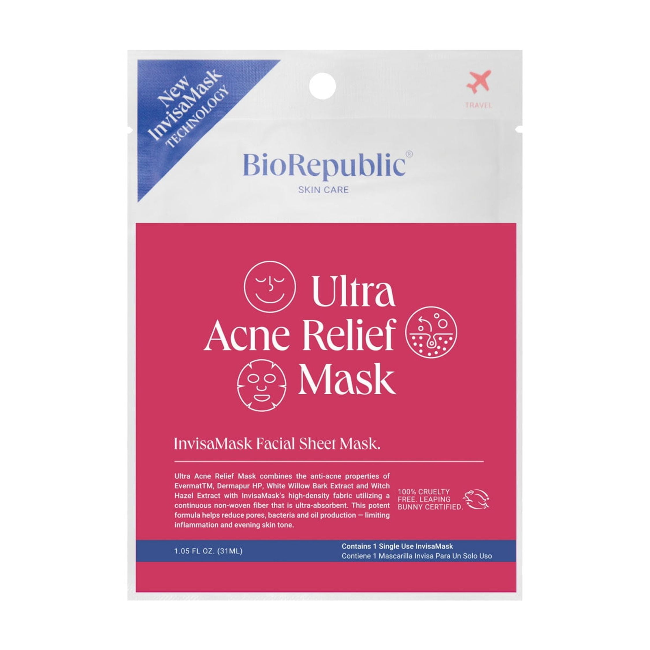 Ultra Acne Relief InvisaMask, 1-Piece Facial Sheet Mask - Walmart.com