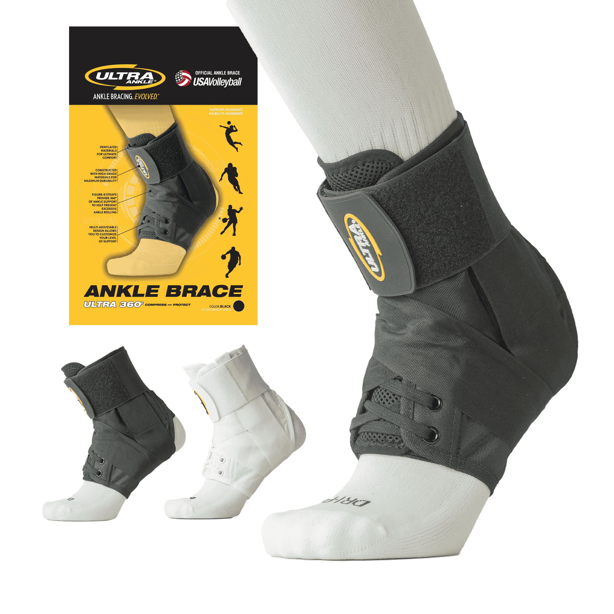 Ultra Ankle® Ultra 360® Lace-Up Ankle Brace Black Small HSA/FSA ...