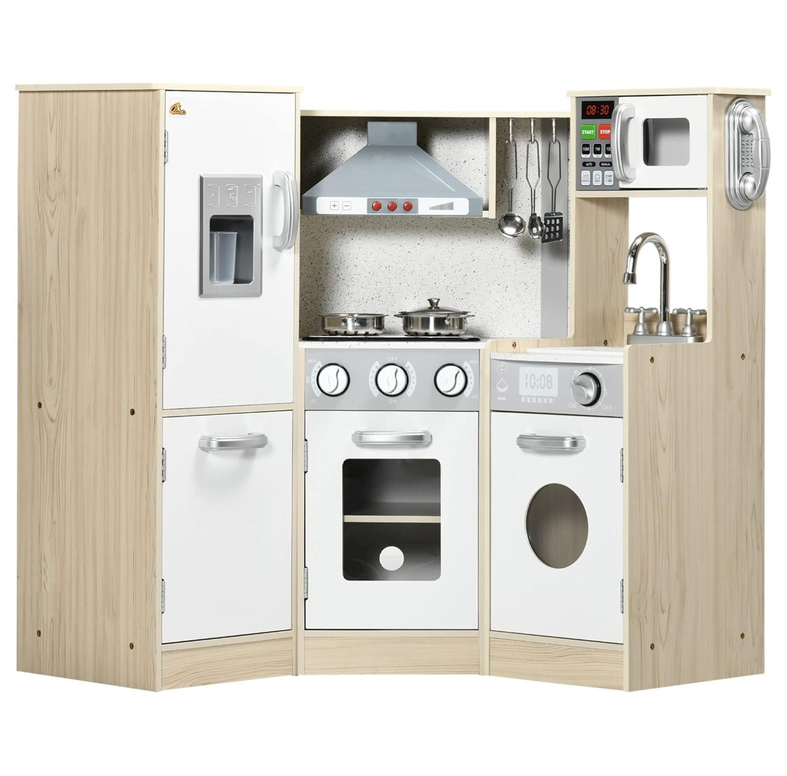 Ultra-Big Corner Kids Kitchen Playset with Sound Effects, Wooden Play ...