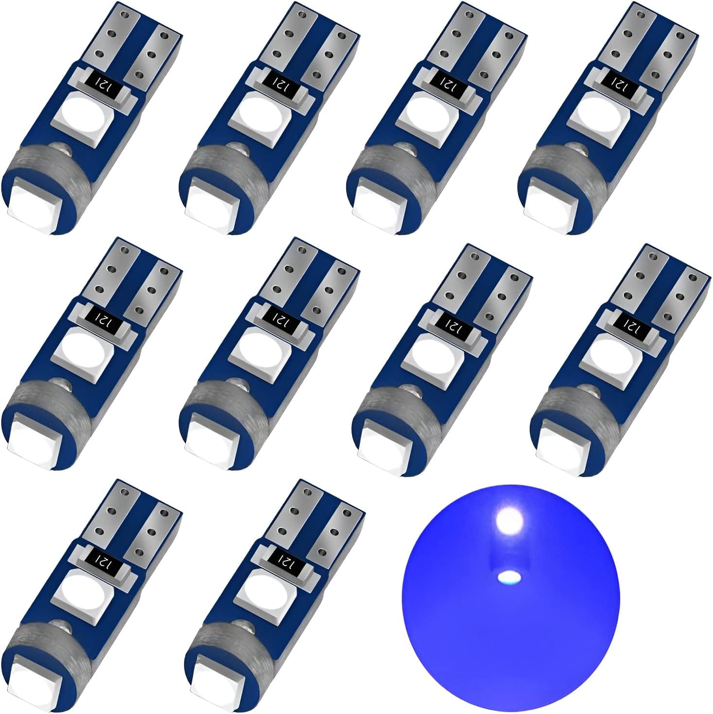 Ultra Blue T5 37 74 2721 PC74 PC37 LED Bulb, 3030 Chips Super Bright 12 Volt Replacements ...