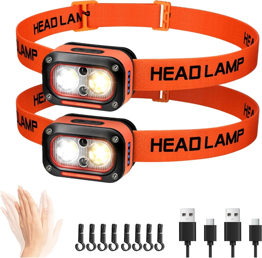 Ultra-Bright 1000LM LED Headlamp - USB Rechargeable Dual-Light Hardhat ...