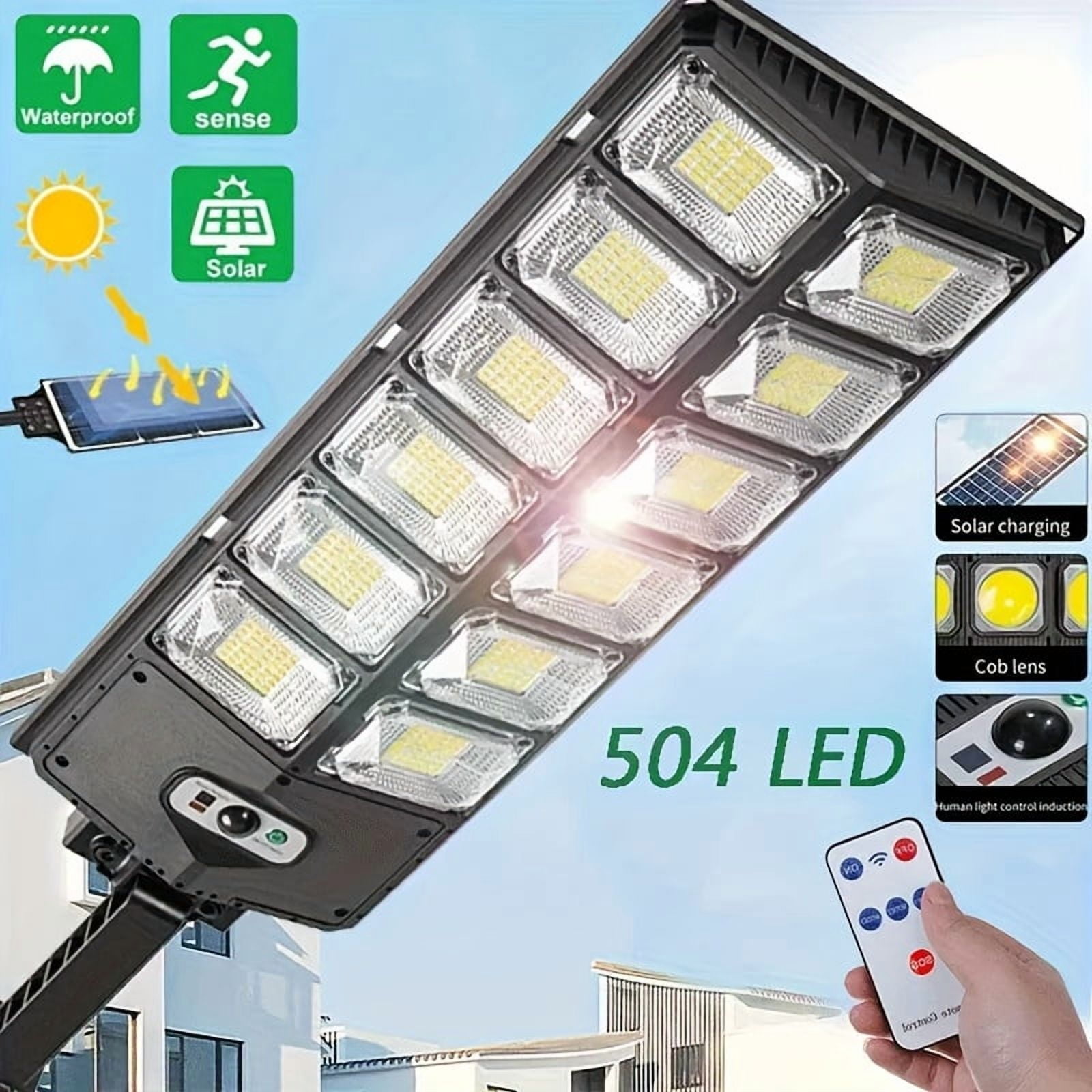Ultra-Bright 504 LED Solar Flood Light - 3000LM Waterproof Security ...