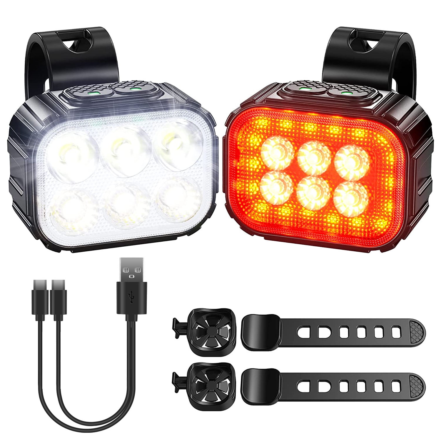 Ultra Bright Bike Lights Set TeqHome Rechargeable Bike Headlight Tail ...