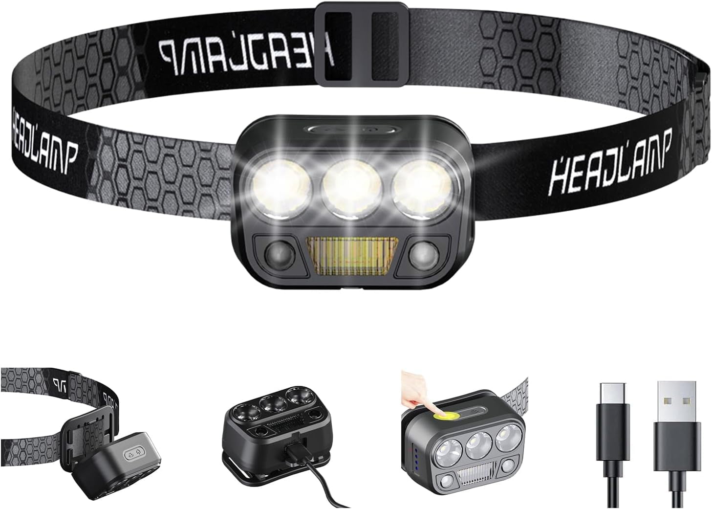Ultra Bright Headlamps 6 Light Modes Motion Sensor Headlight LED ...
