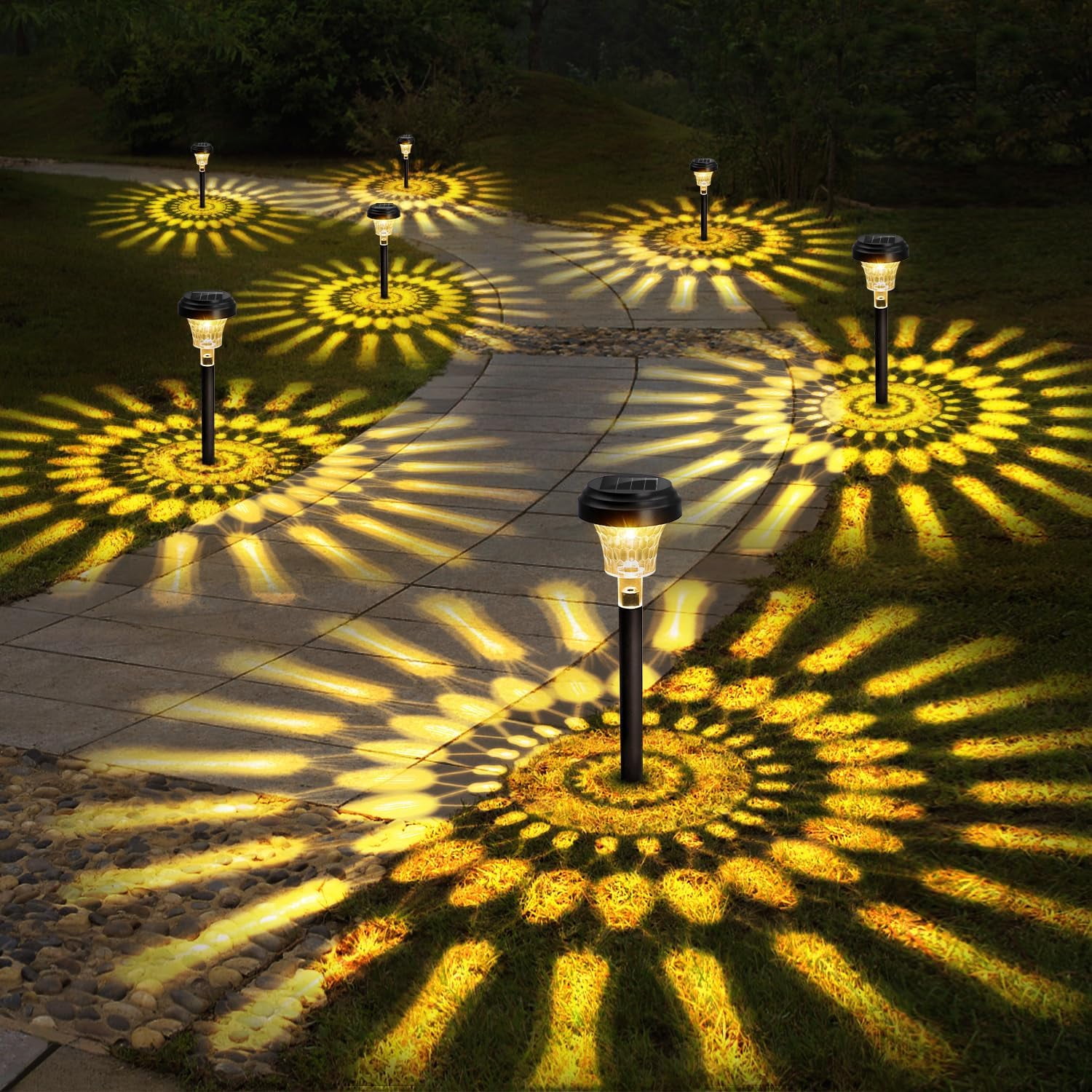 Ultra Bright Solar Lights 12 Pack, Outdoor Solar Pathway Lights, Warm ...
