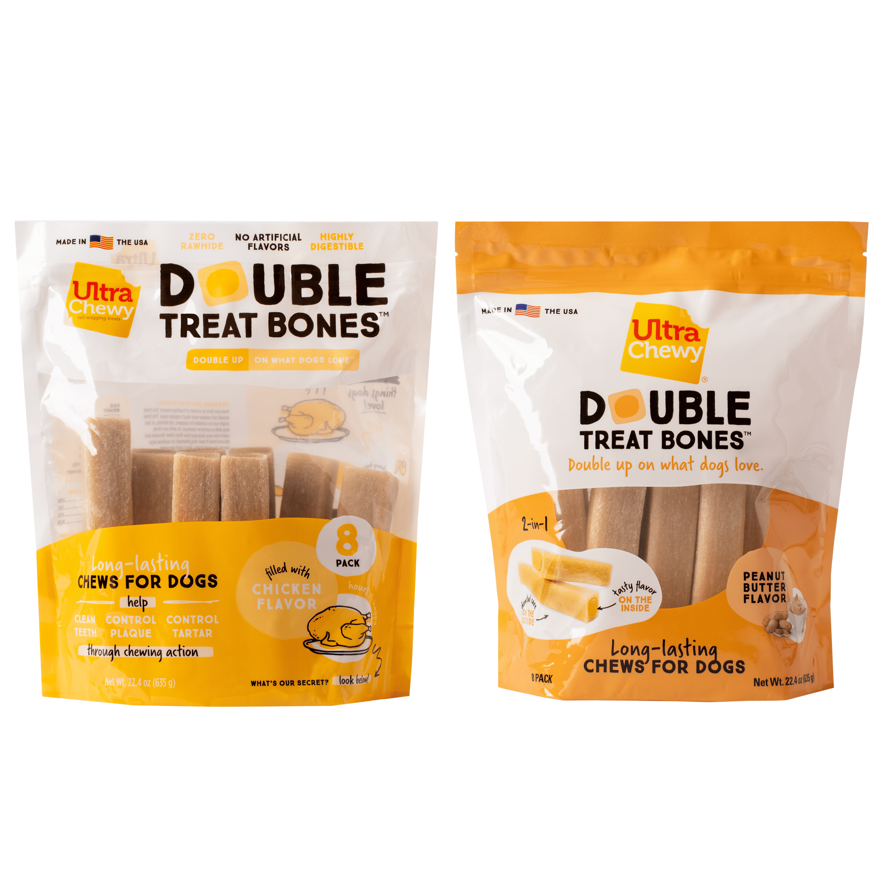 Ultra Chewy Double Treat Bones - (Peanut Butter and Chicken, 2 value ...