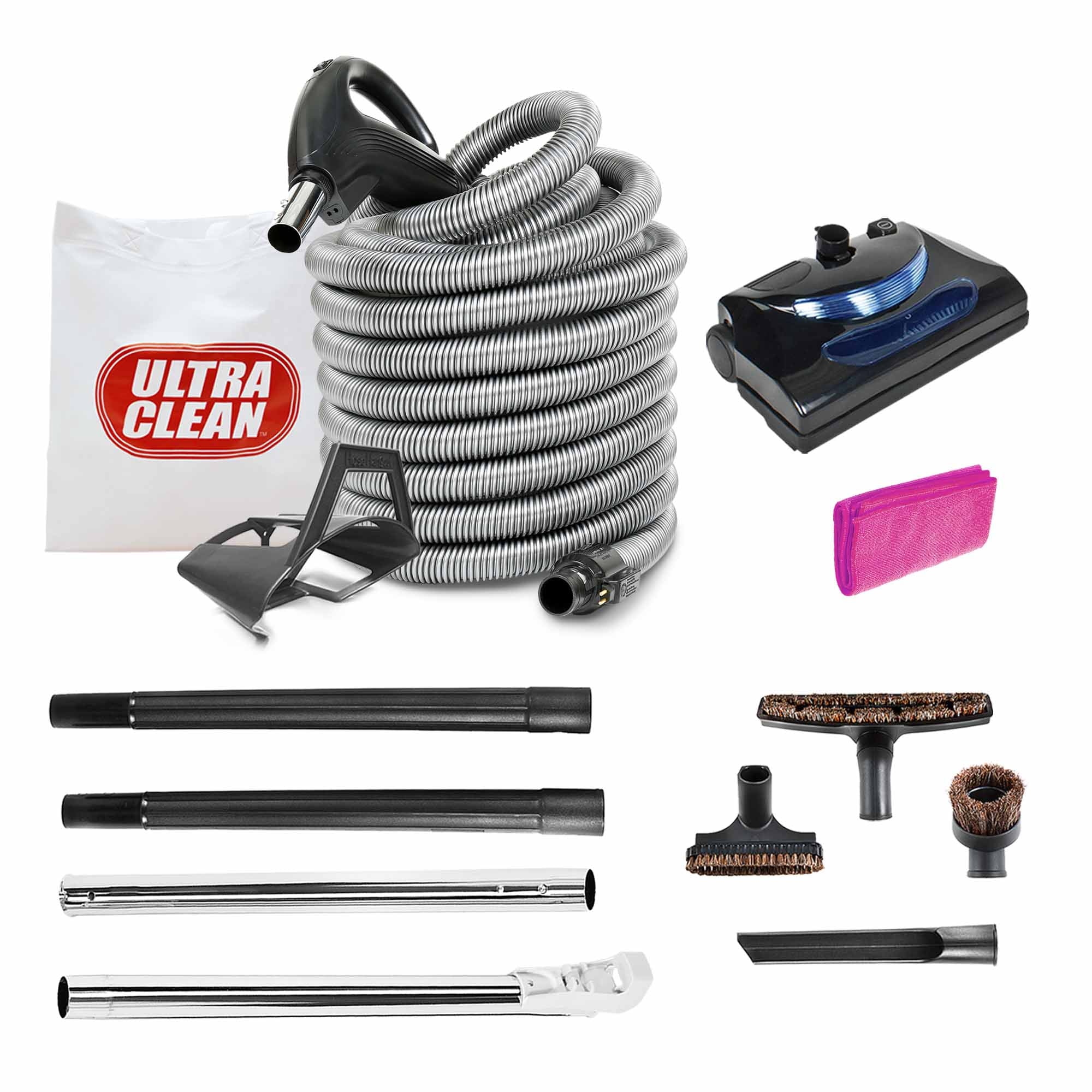 Ultra Clean Central Vacuum Kit with Powerhead Hose and Tools, Fits All ...