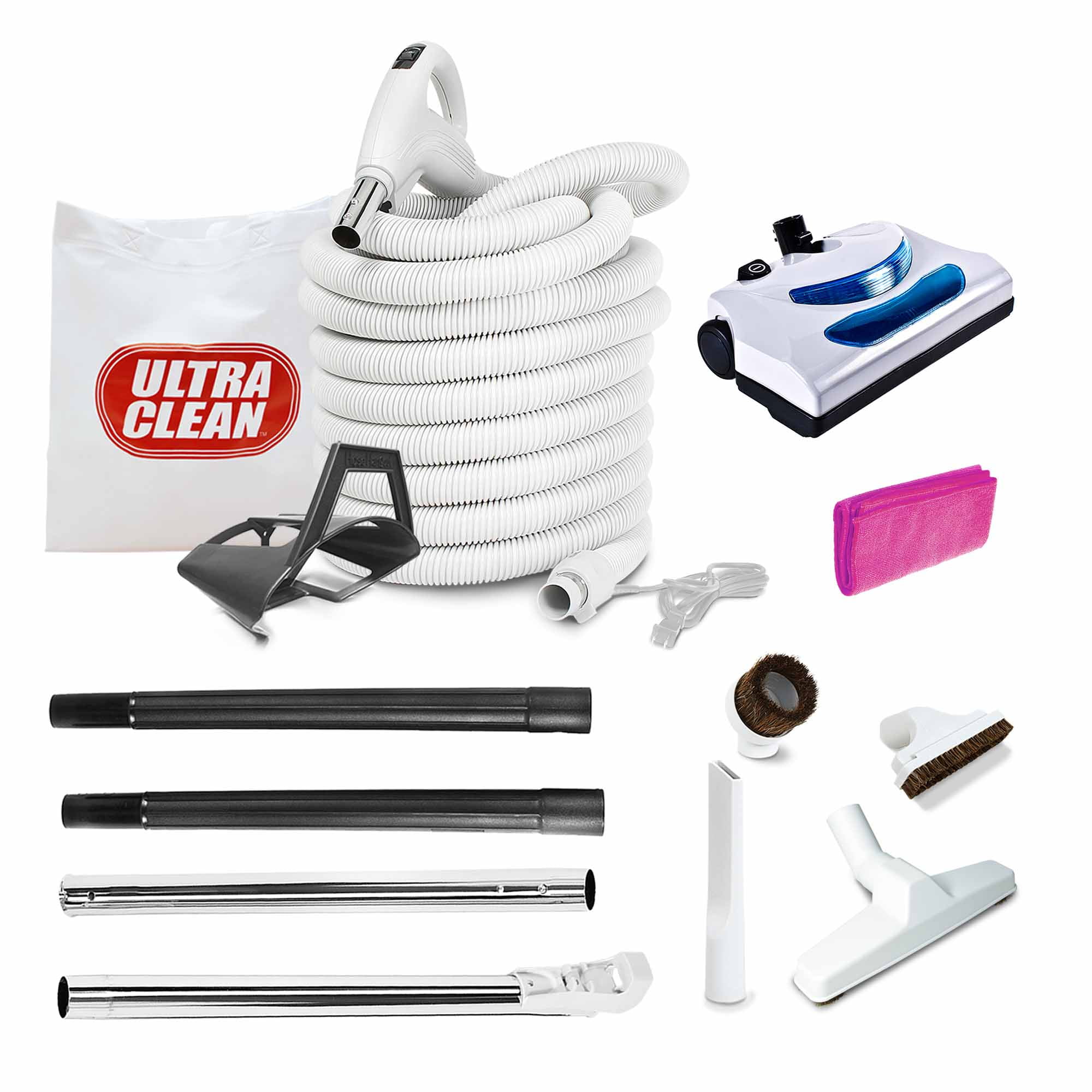 Ultra Clean Central Vacuum Kit with Powerhead Hose and Tools, Fits All ...