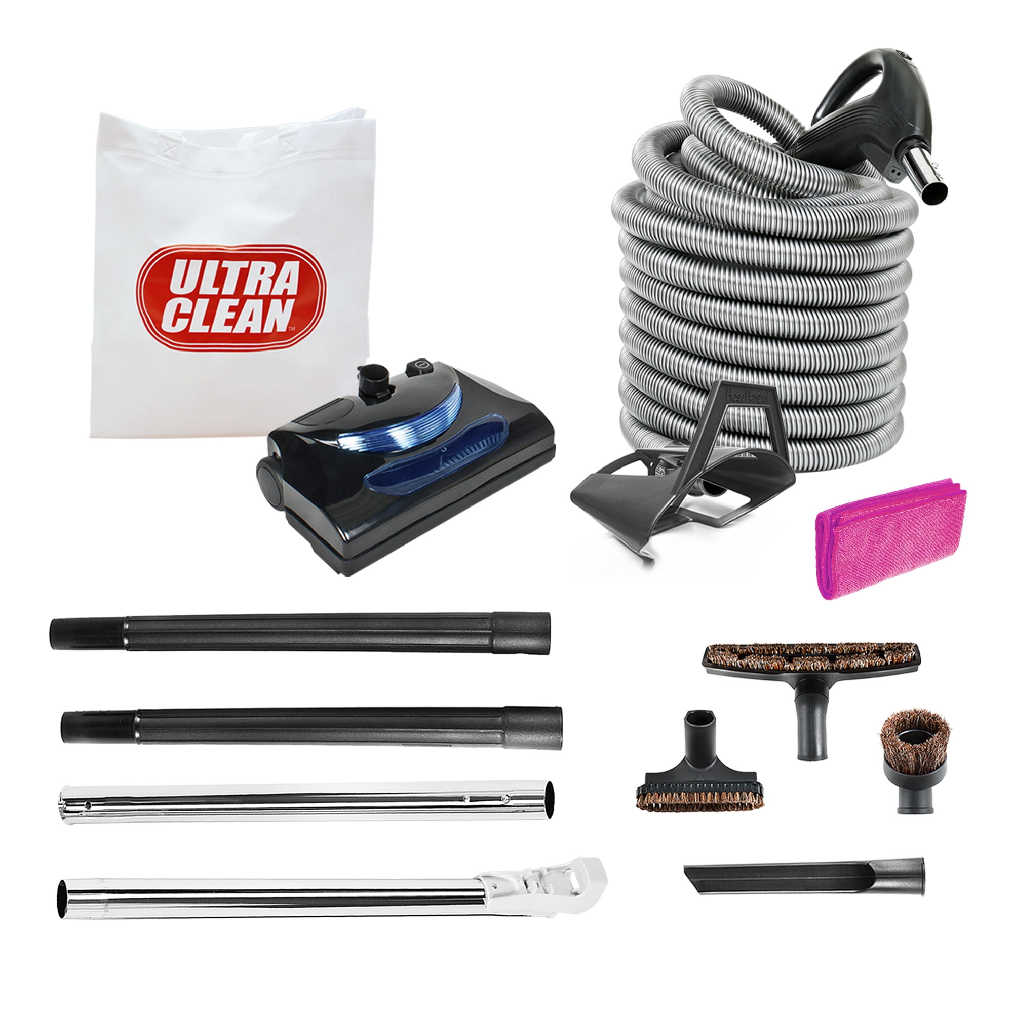 Ultra Clean Central Vacuum Kit with Powerhead Hose and Tools, Fits All ...