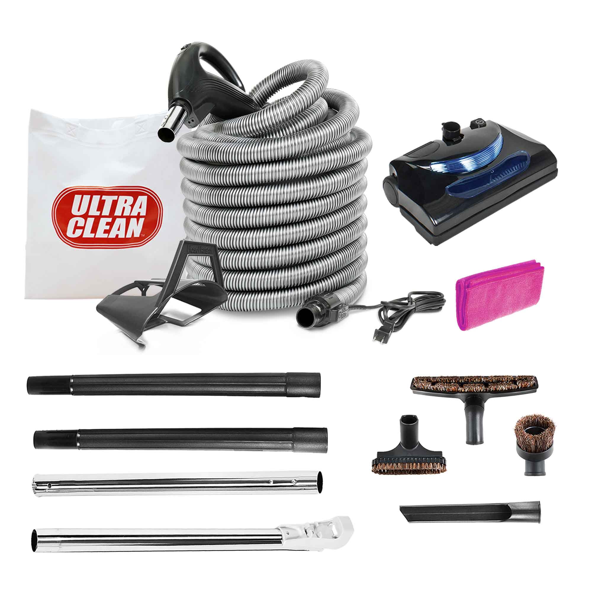 Ultra Clean Central Vacuum Kit with Powerhead Hose and Tools, Fits All ...