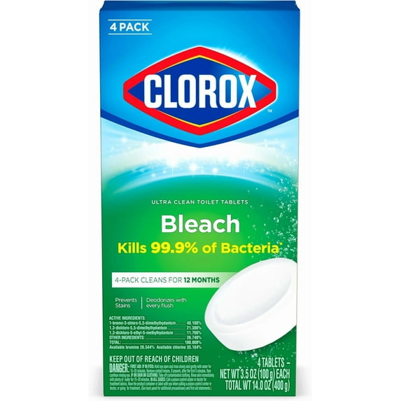 Ultra Clean Toilet Tablets Bleach 4 Count, 3.5 Ounces Each (Package May ...