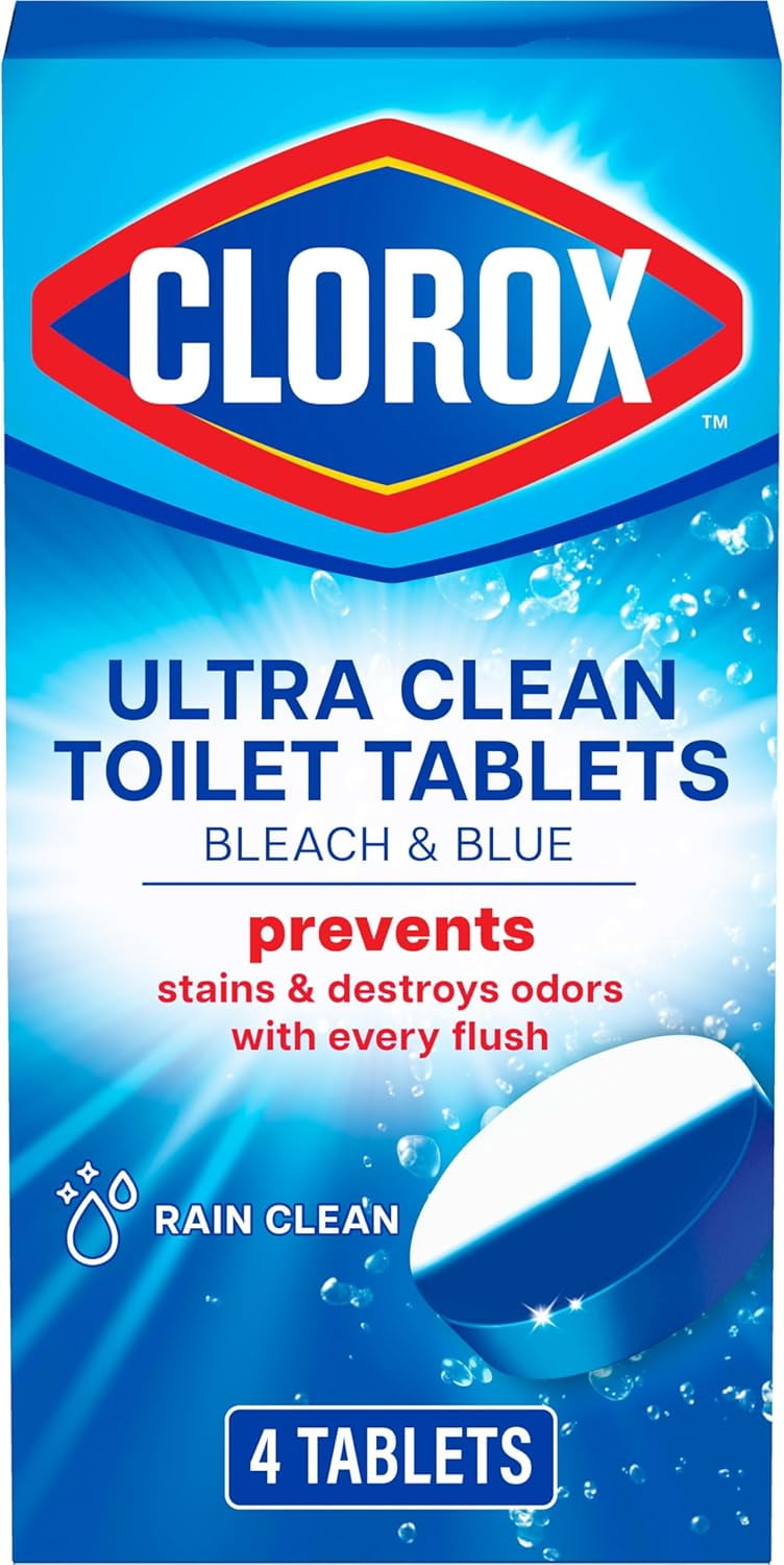 Ultra Clean Toilet Tablets Bleach & Blue, Rain Clean Scent, 2.47 Ounces ...